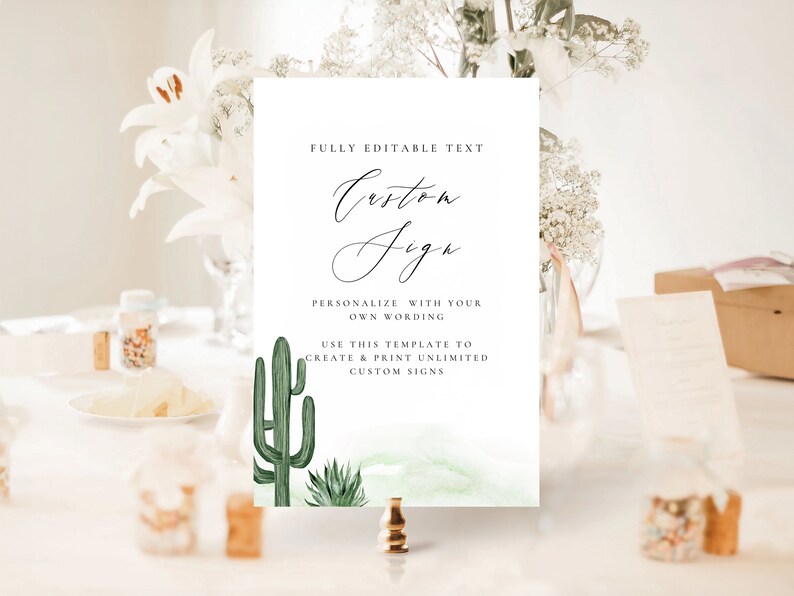 Cactus Custom Sign Printable Template, Saguaro Cactus Signs, Bohemian ...
