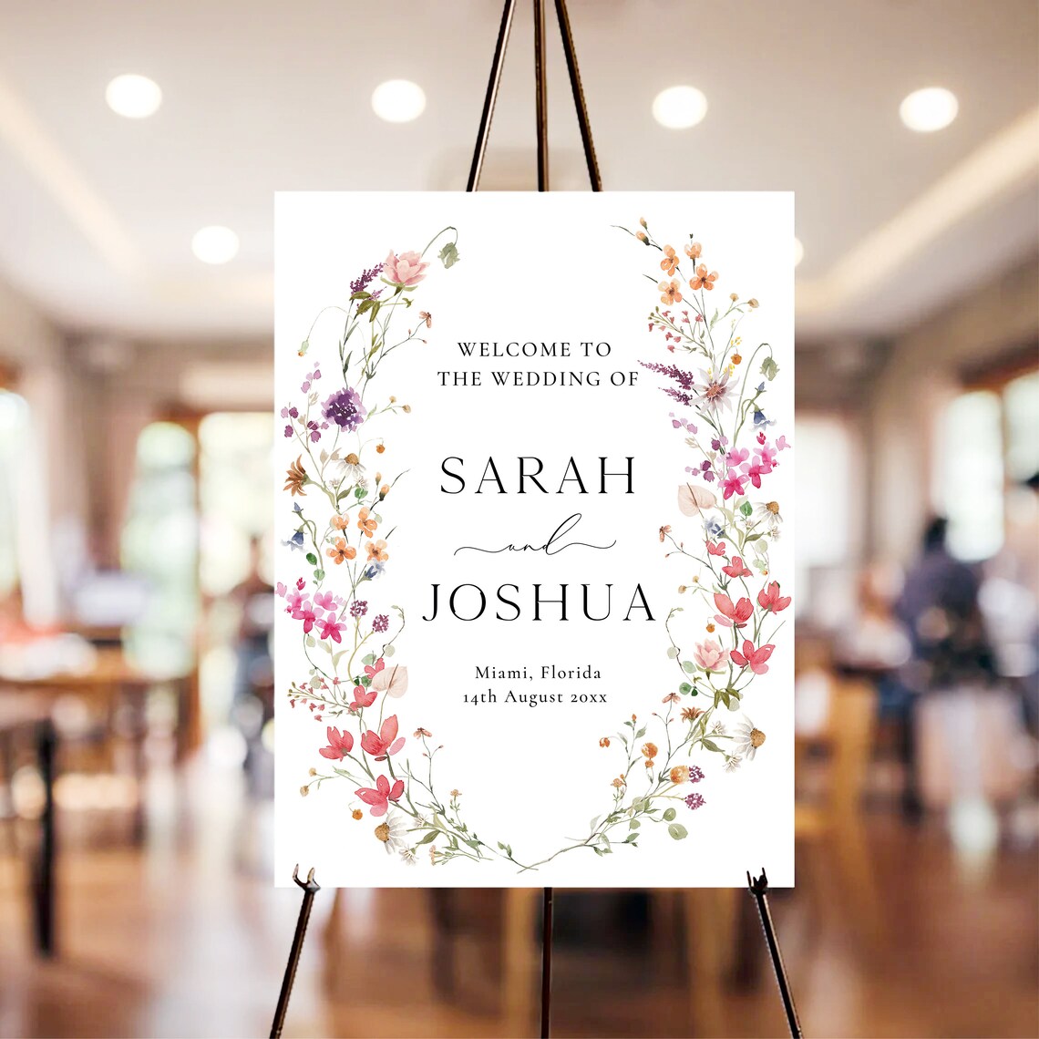 Wildflower Wedding Welcome Sign Template, Floral Wedding Poster ...