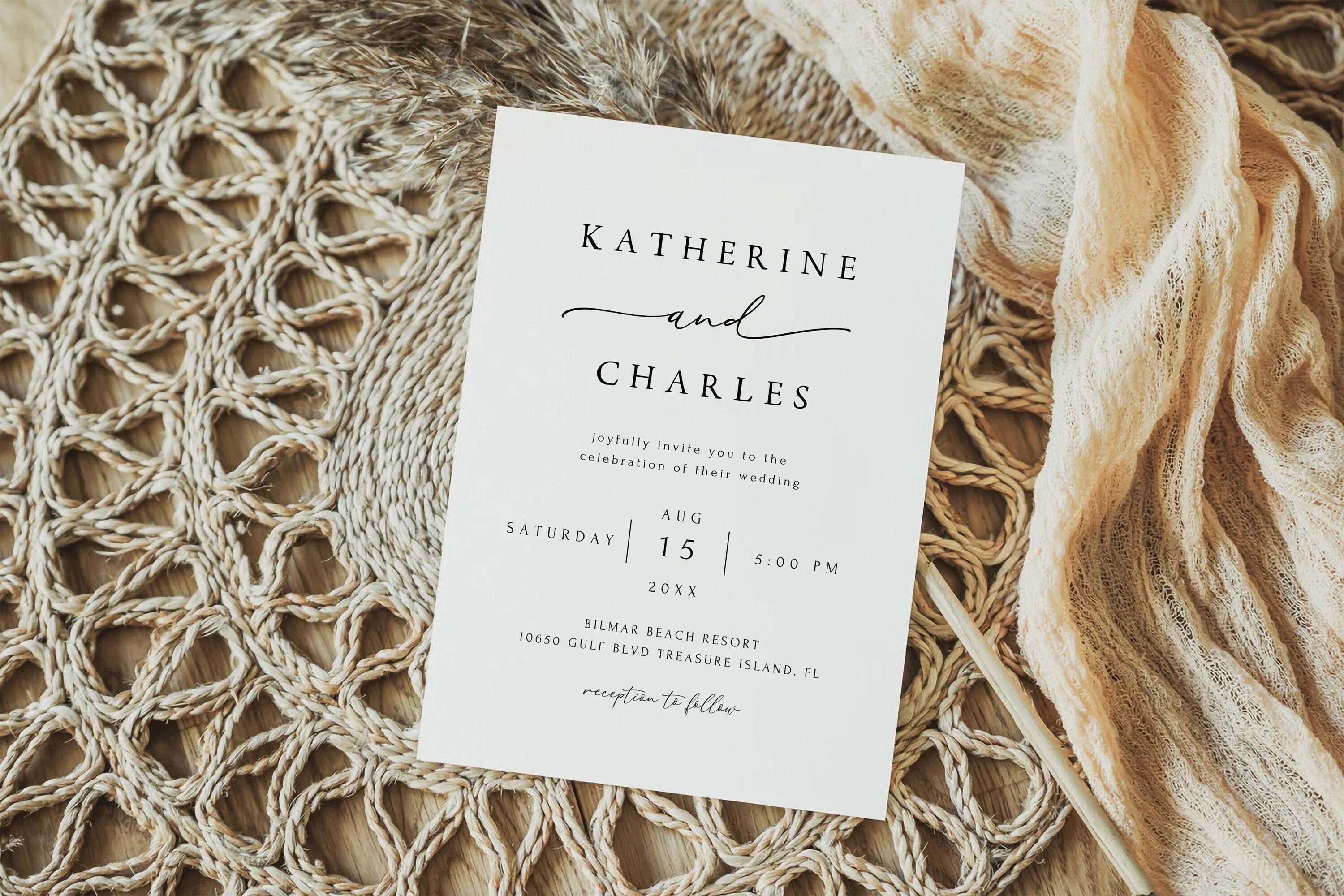 Elegant Wedding Invitation Template, Wedding Invitation, Script Wedding ...