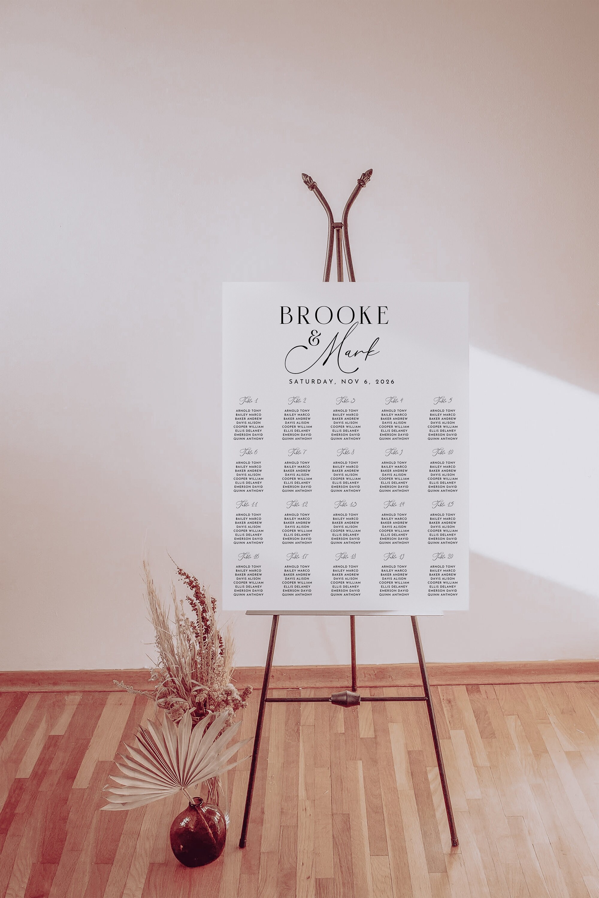 Seating Chart Template, Modern Seating Chart Wedding, Minimal Seating ...