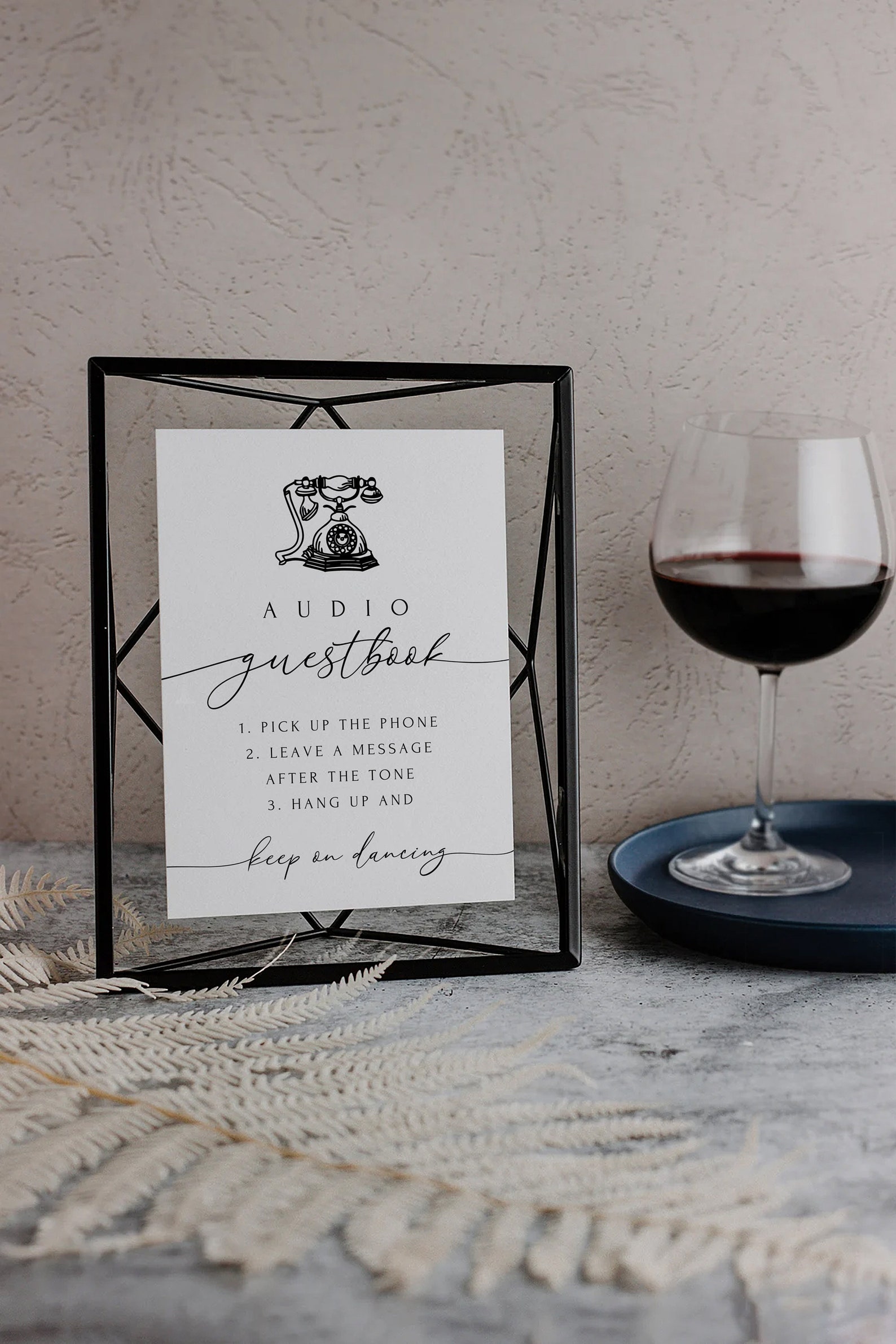 Telephone Guestbook Sign Template, Audio Guestbook Sign, Unique Guest ...