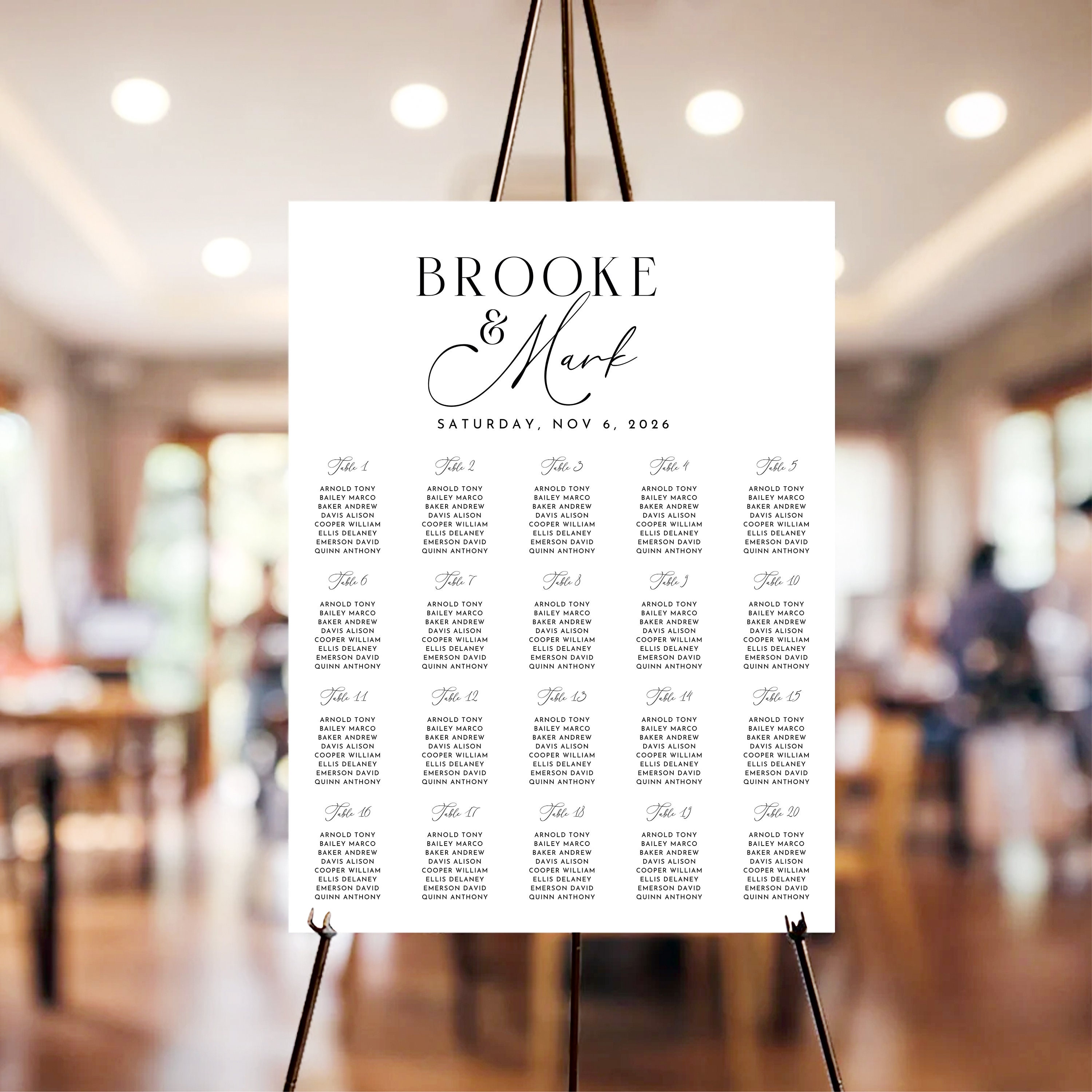 Seating Chart Template, Modern Seating Chart Wedding, Minimal Seating ...