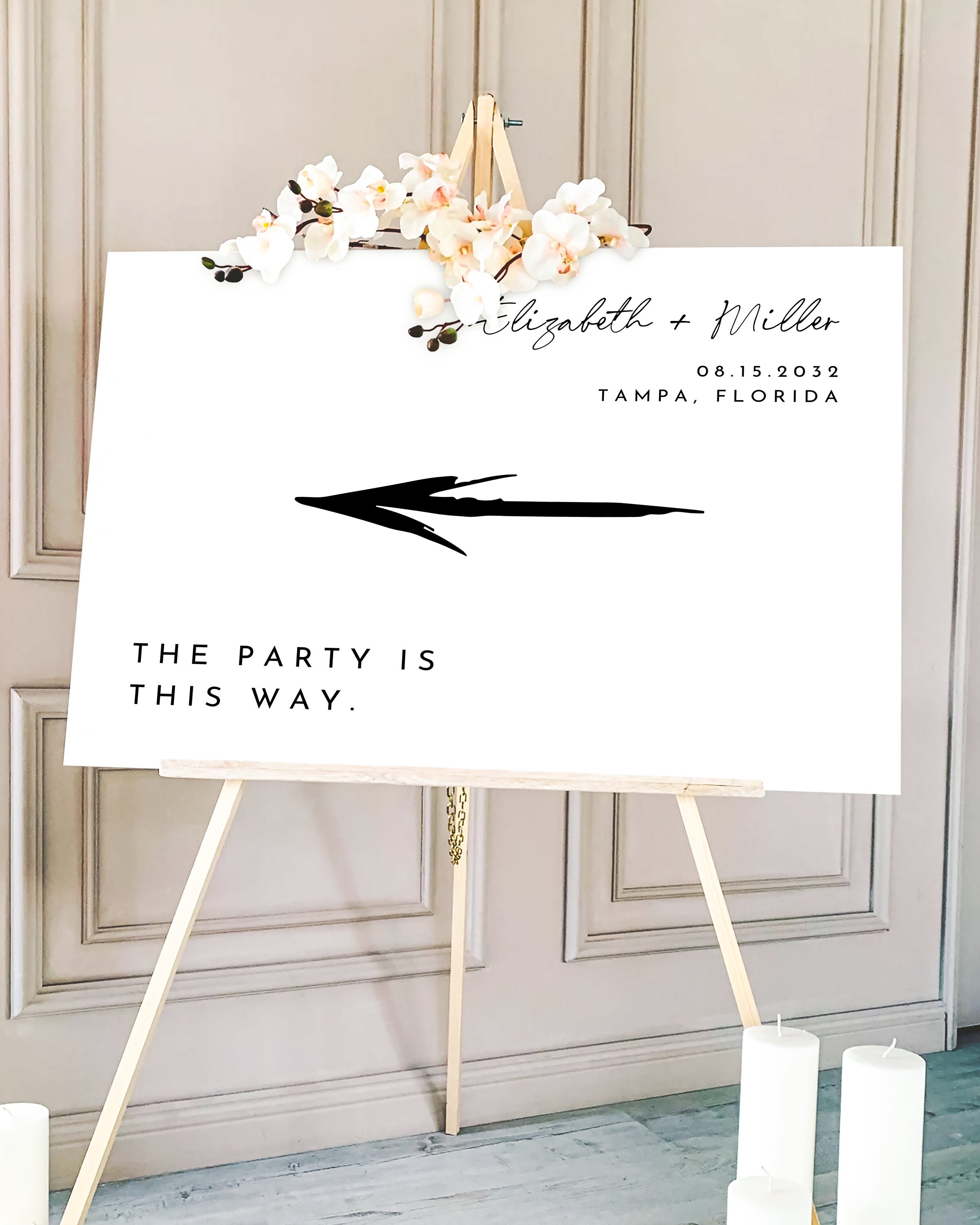Minimalist Wedding Direction Sign Template, Modern Arrow Sign (digital ...