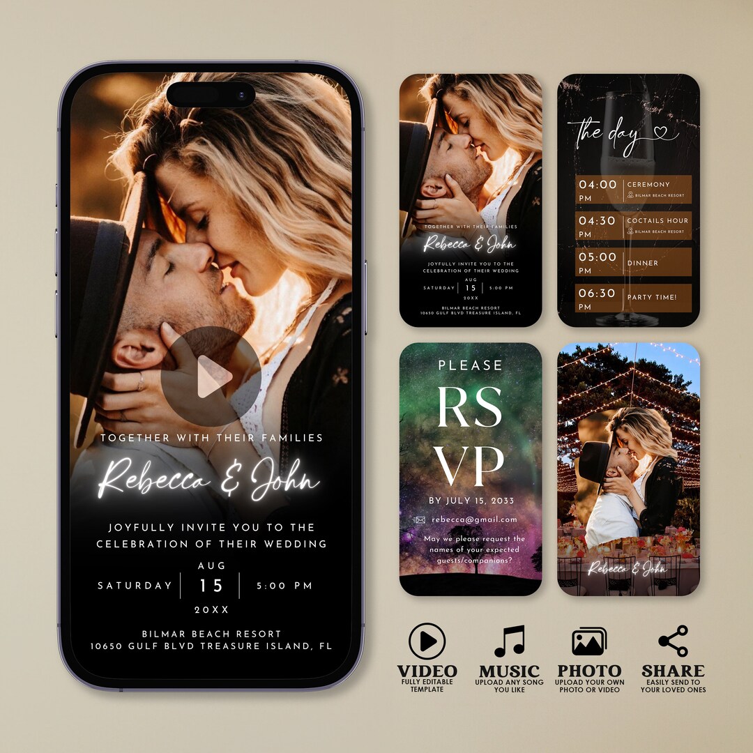 Animated Wedding Video Invitation Template, Electronic SMS Invite ...