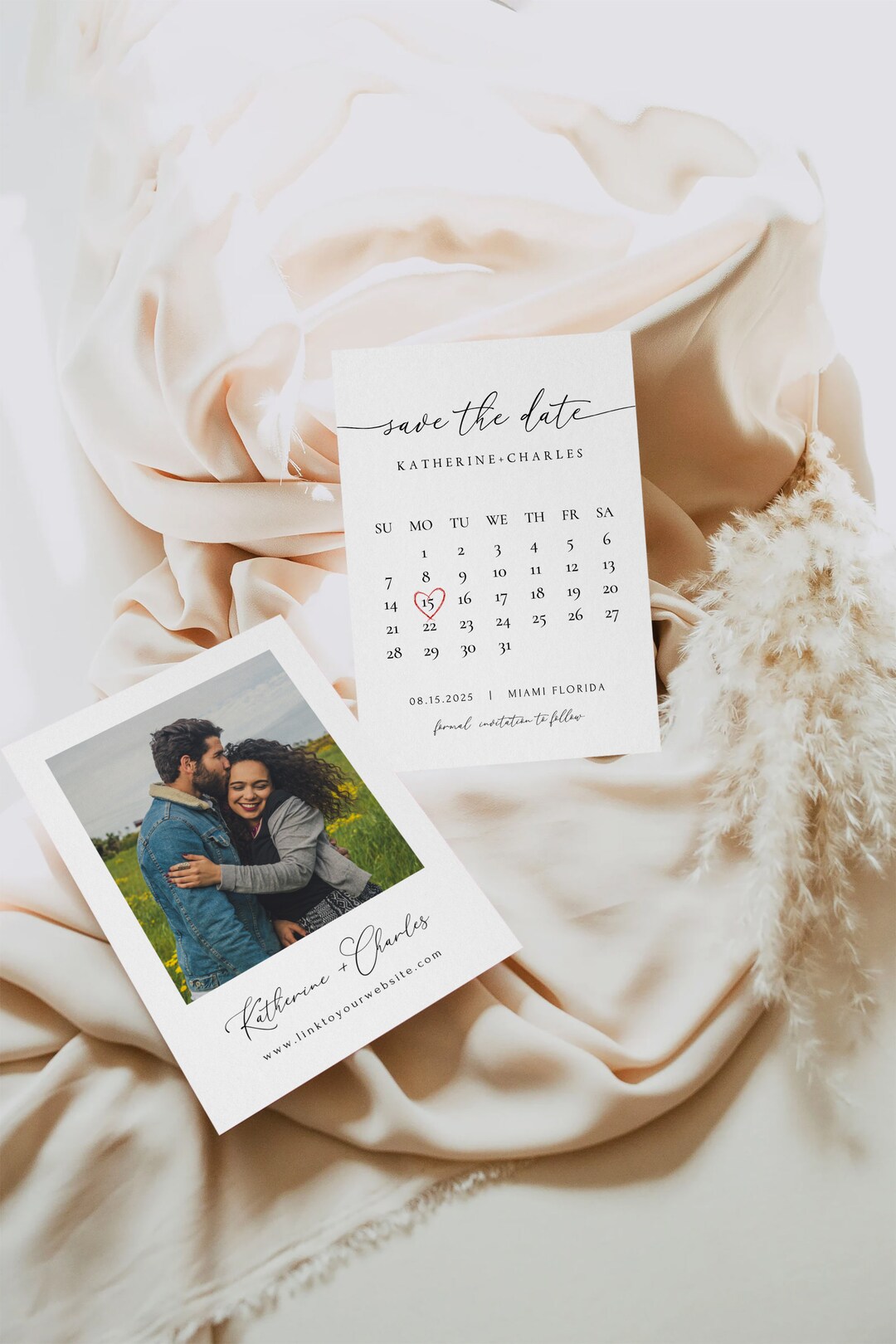 Script Calendar Save the Date Template, Printable Minimalist Save the ...
