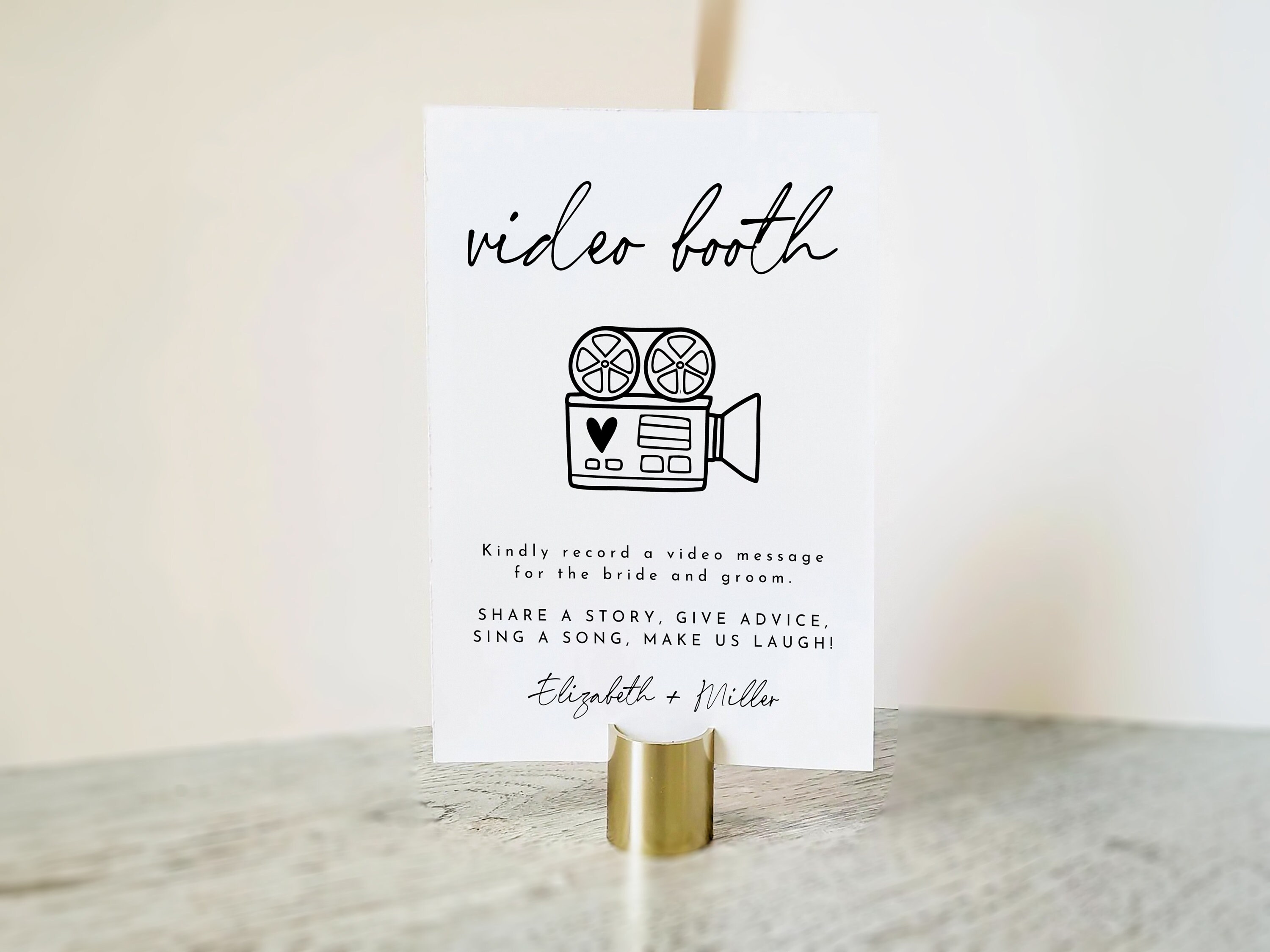Minimalist Video Booth Sign Template: Modern Wedding Signage (digital ...