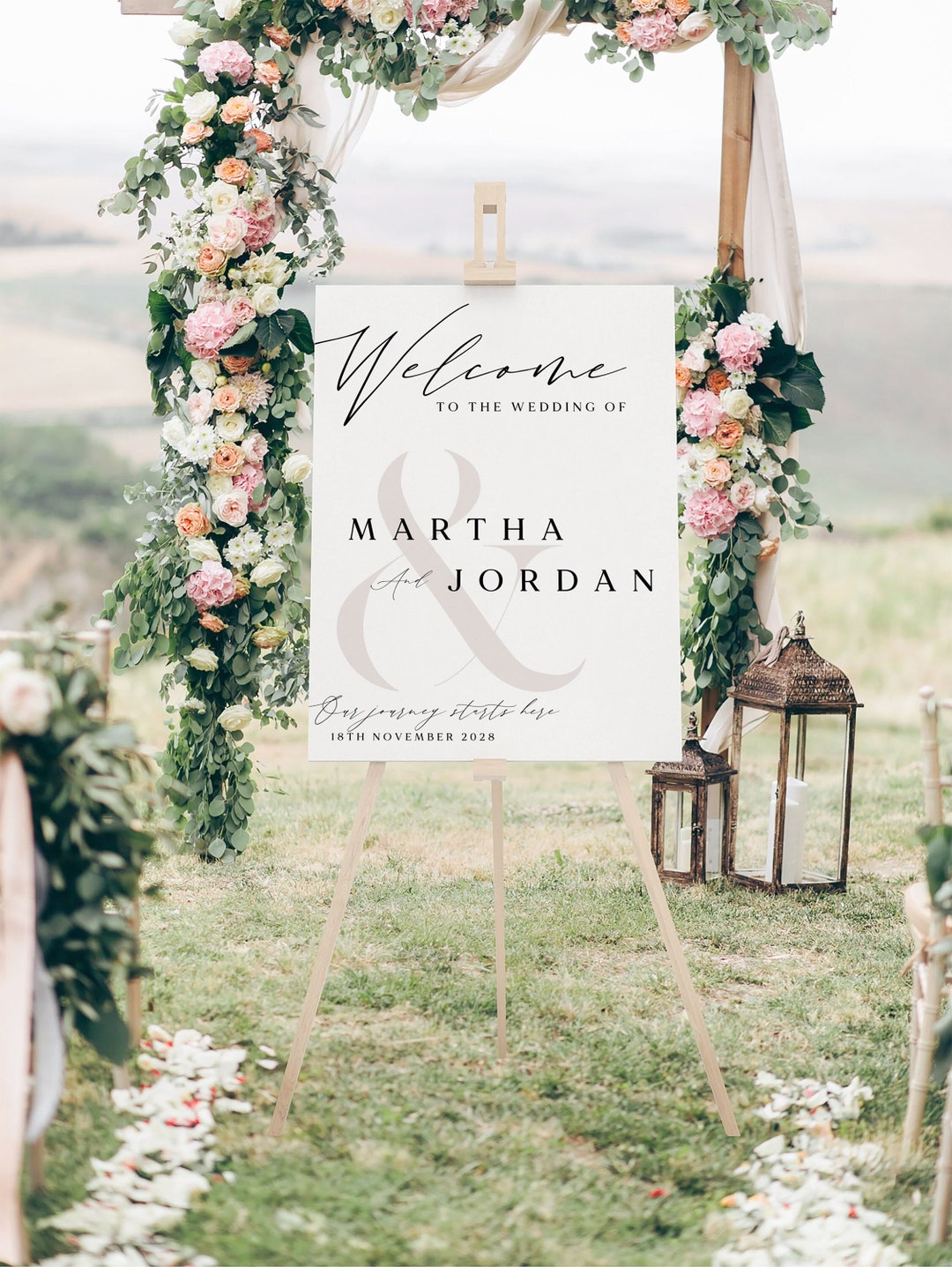 Minimalist Wedding Welcome Sign: Elegant Script Poster (digital ...