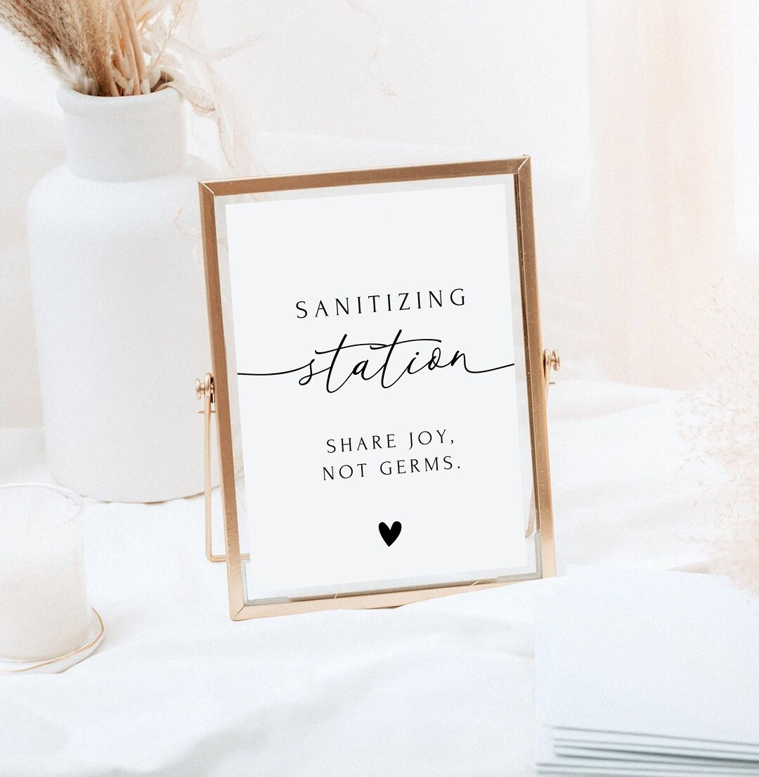 Sanitizing Station Sign Printable, Modern Minimalist Wedding Sanitizer ...
