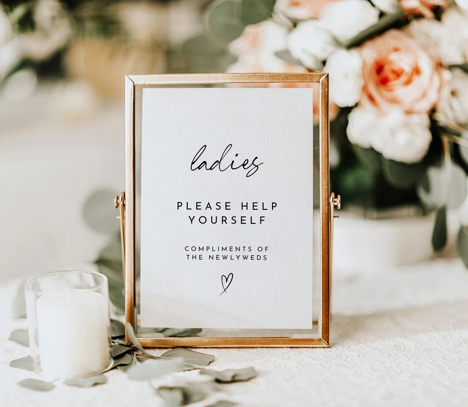 Minimalist Ladies Bathroom Sign Template, Wedding Restroom Decor ...