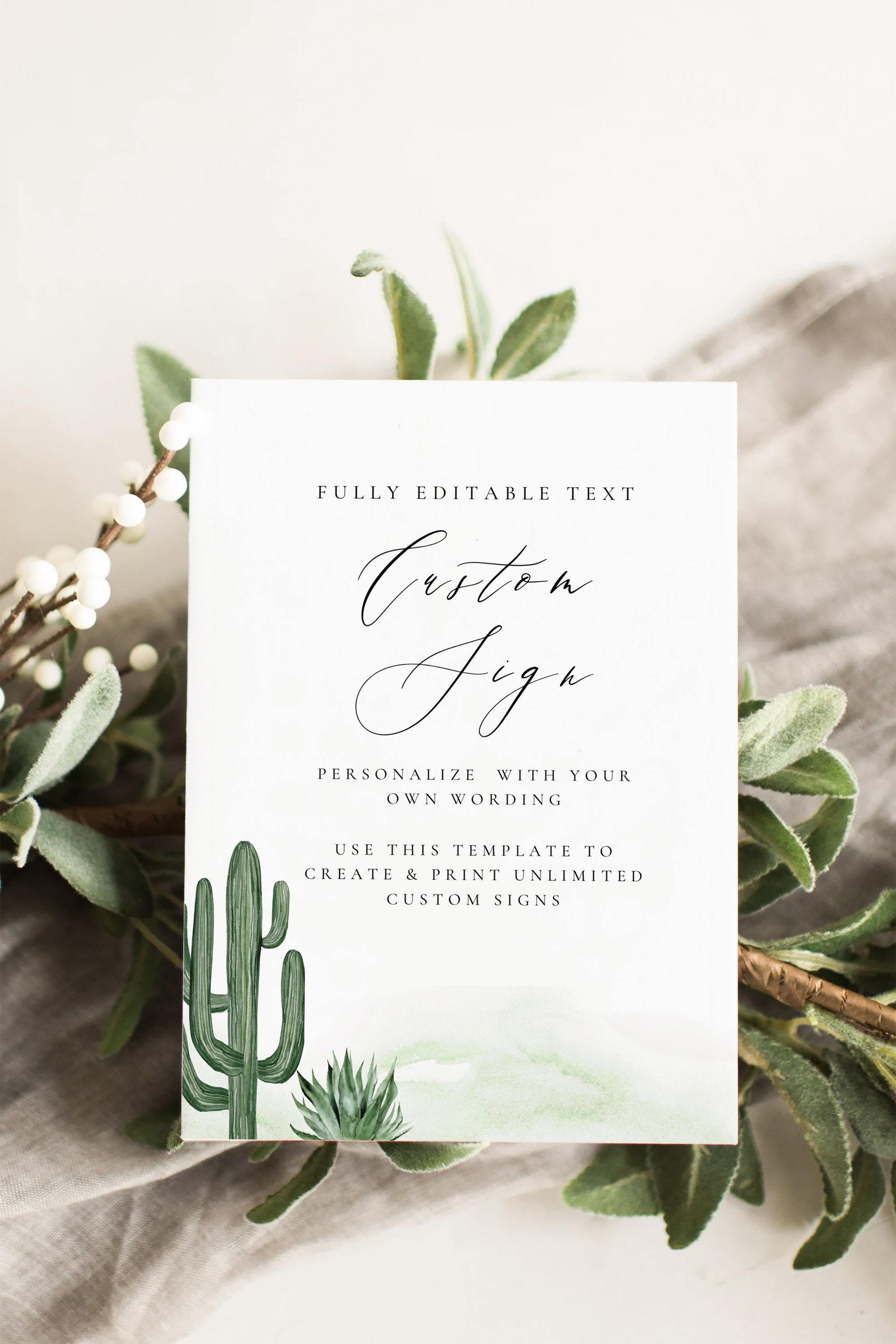 Cactus Custom Sign Printable Template, Saguaro Cactus Signs, Bohemian ...
