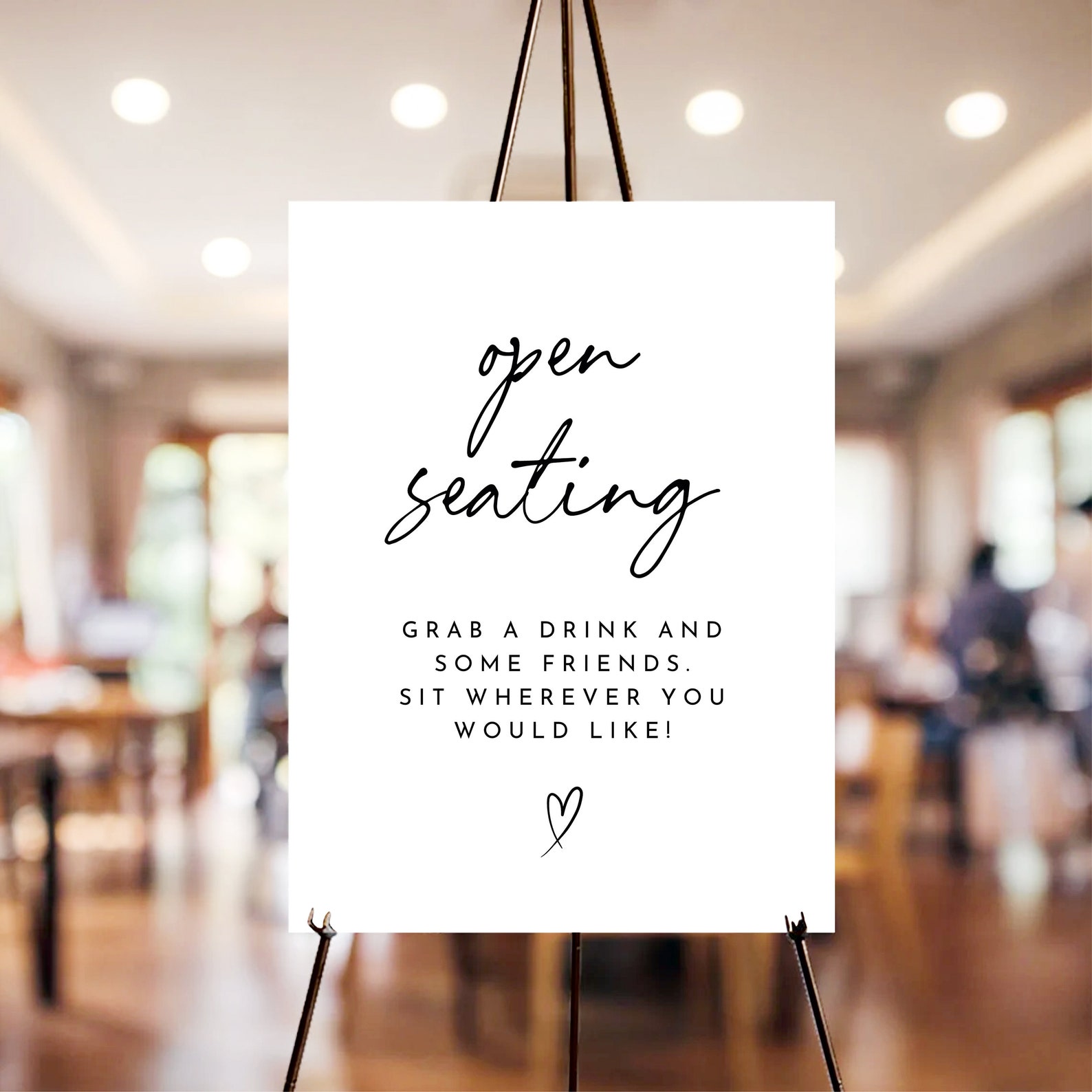 Minimalist Open Seating Sign Template, Printable Open Seating Sign, No ...