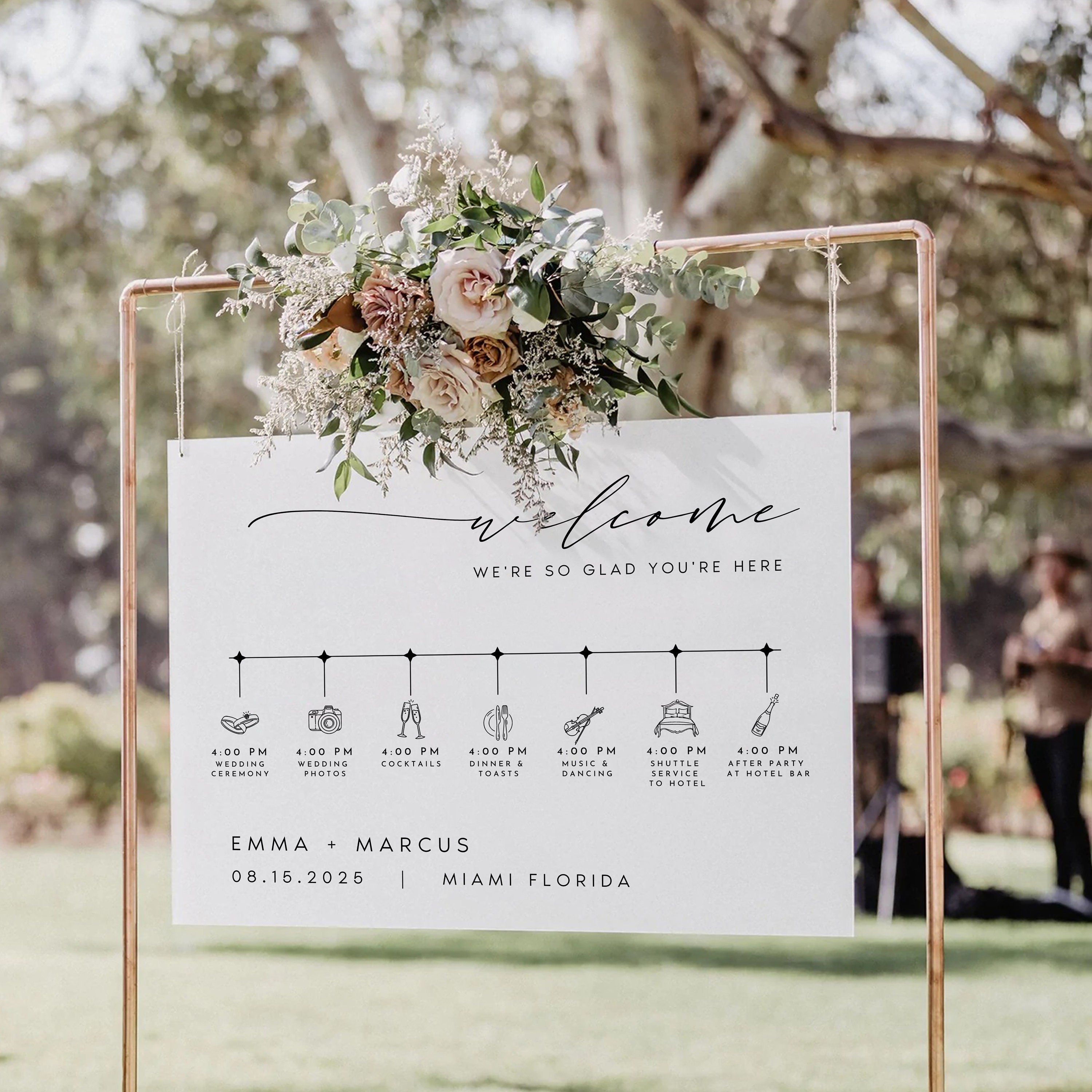 Wedding Timeline Sign Template, Modern Wedding Welcome Sign, Printable ...