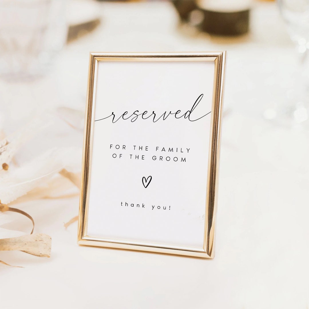 Reserved Sign Template, Modern Reserved Seating Sign Printable ...