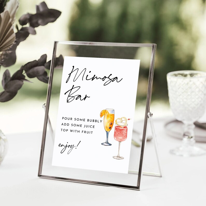 Minimalist Mimosa Bar Sign Template, Printable Wedding Shower Signage ...
