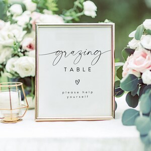 Grazing Table Sign Template, Modern Food Table Sign Printable, Boho ...