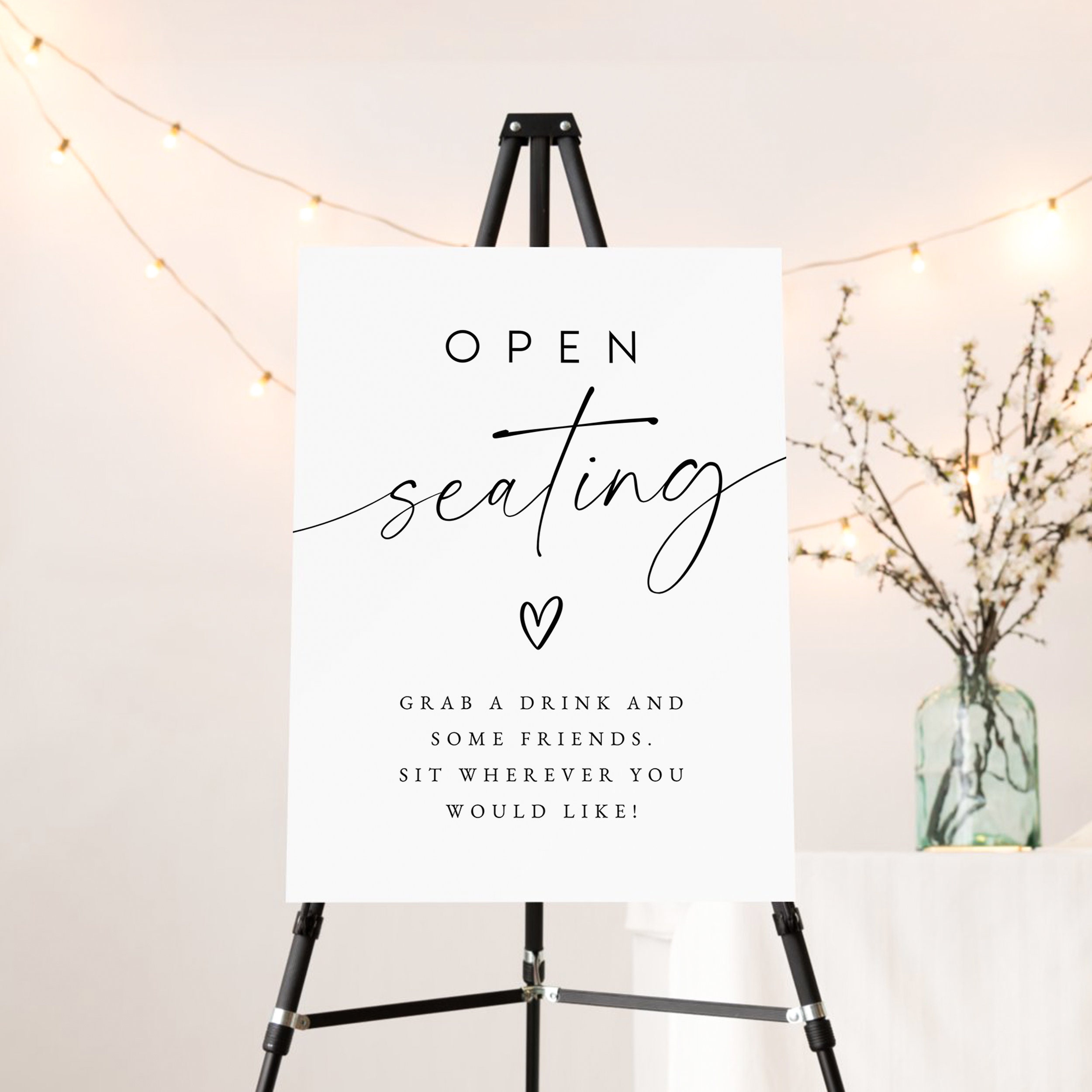 Minimalist Open Seating Sign Template, Printable Open Seating Sign, No ...