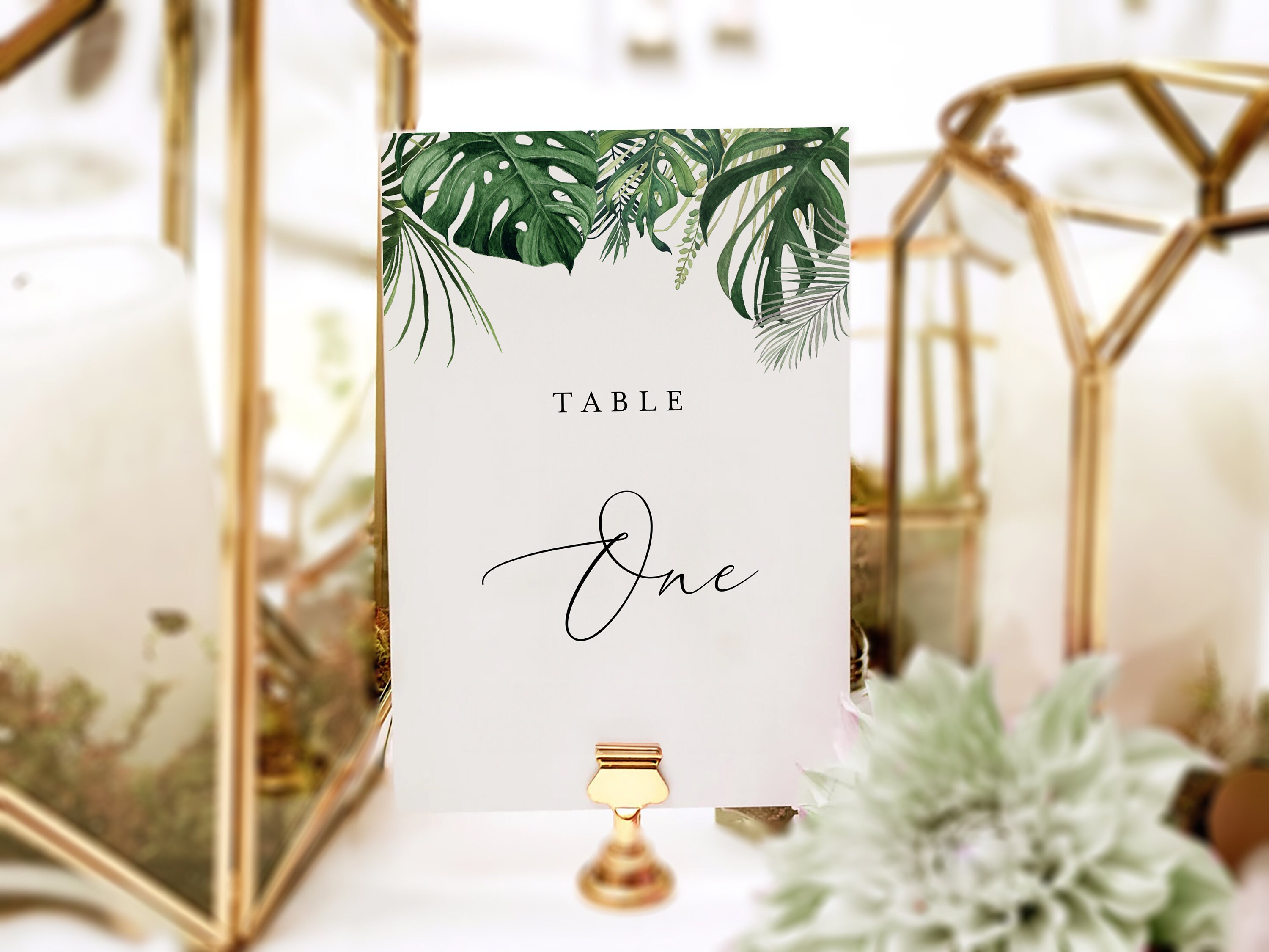 Tropical Wedding Table Number Template, Monstera Wedding Table Number ...