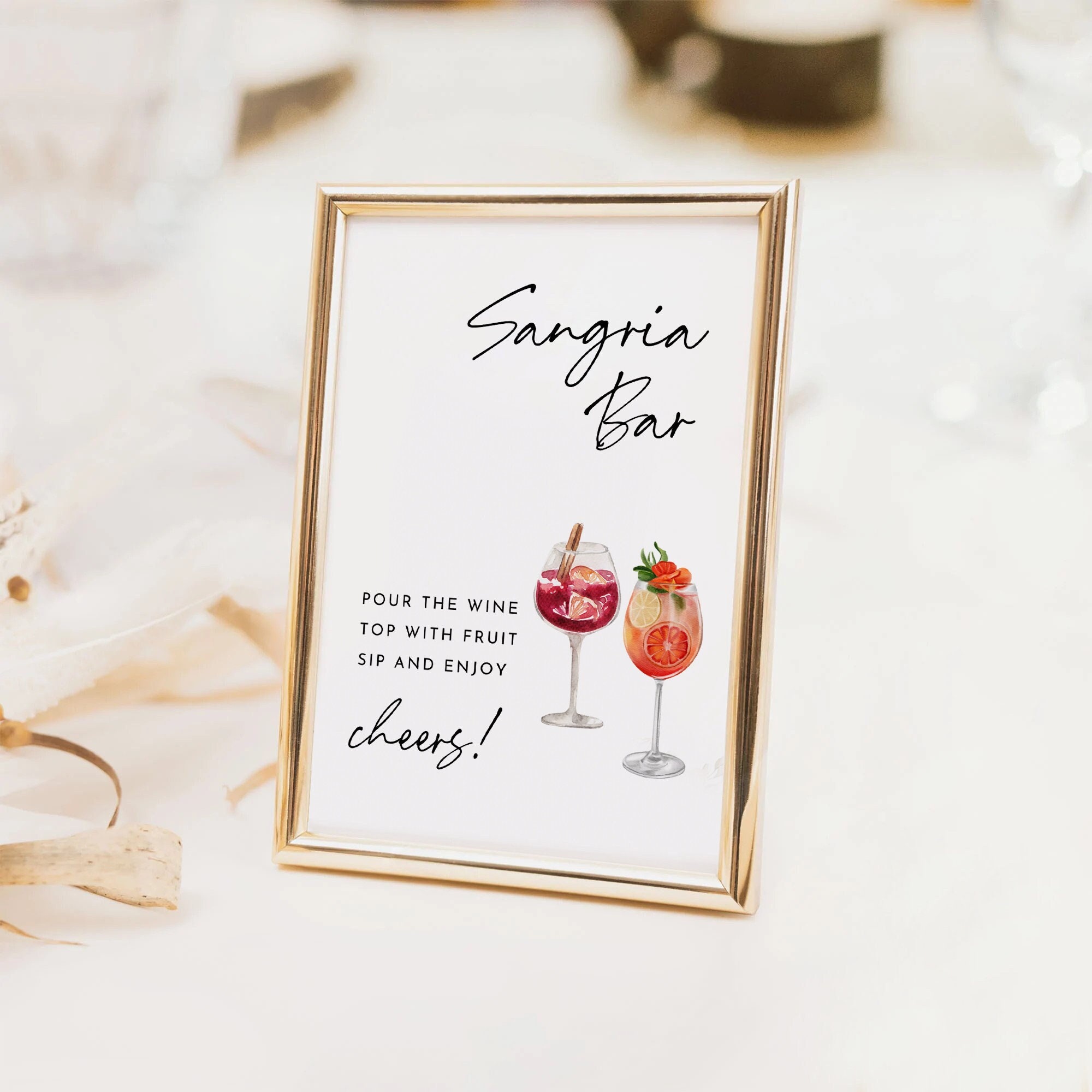 Minimalist Sangria Bar Sign Template, Modern Sangria Station Printable ...