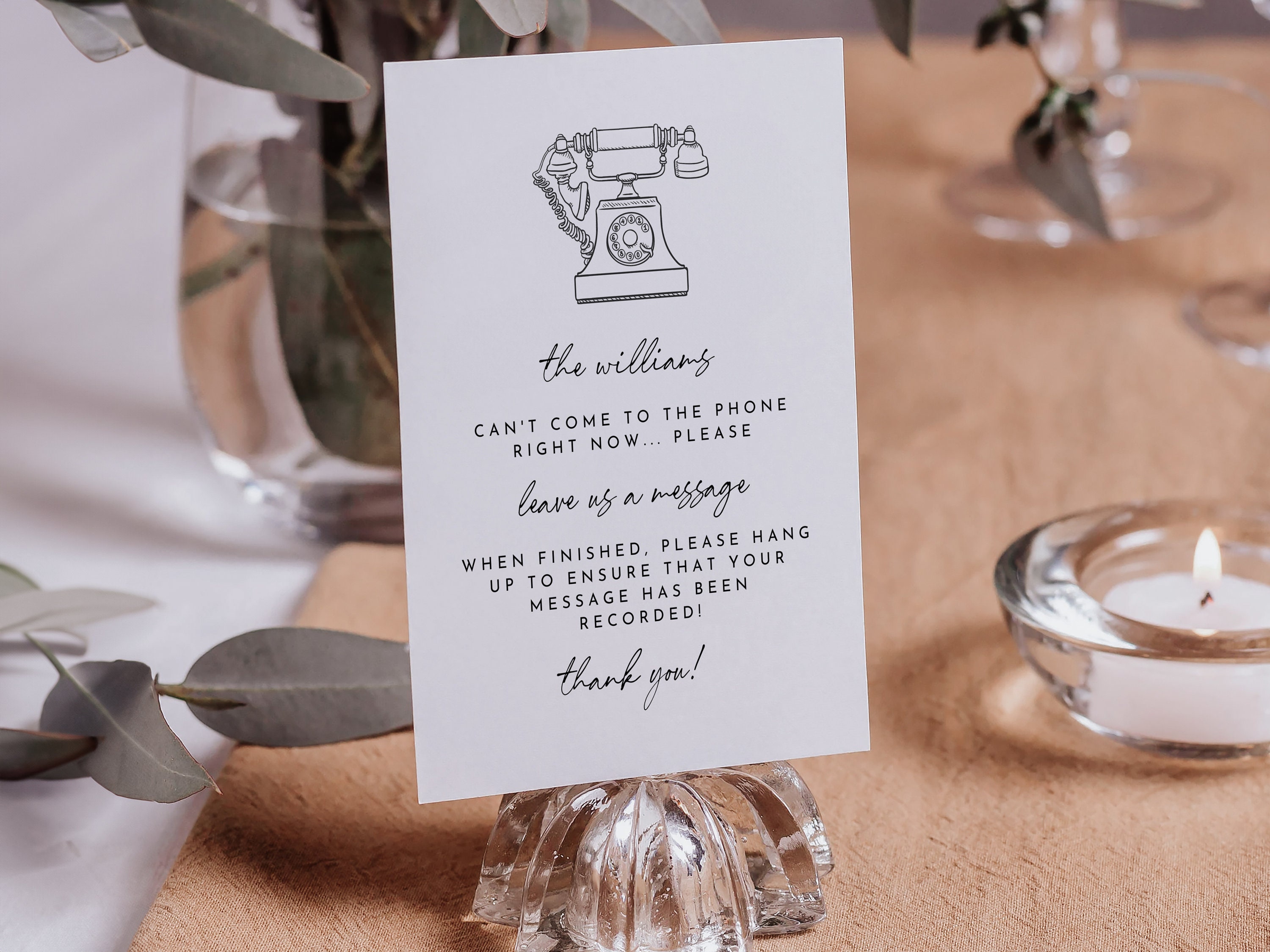 Minimalist Telephone Guestbook Sign Template: Wedding Audio (digital ...