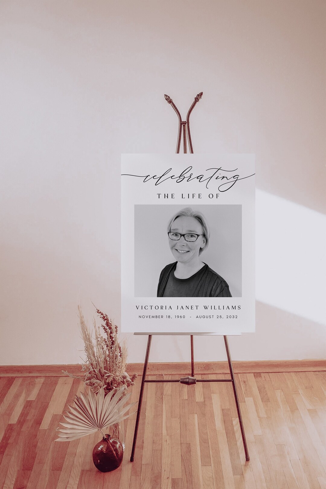 Funeral Memorial Sign, Celebration of Life, in Loving Memory Sign ...