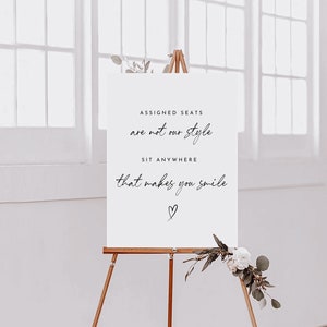 Minimalist Open Seating Sign Template, Printable Open Seating Sign, No ...