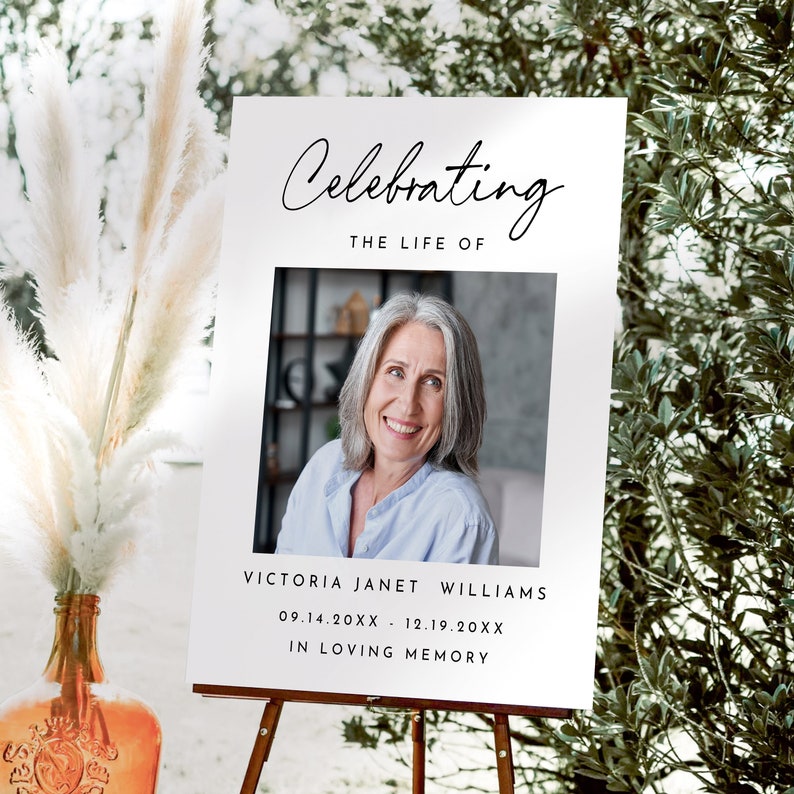 Funeral Memorial Sign Template, Celebration of Life Sign, in Loving ...