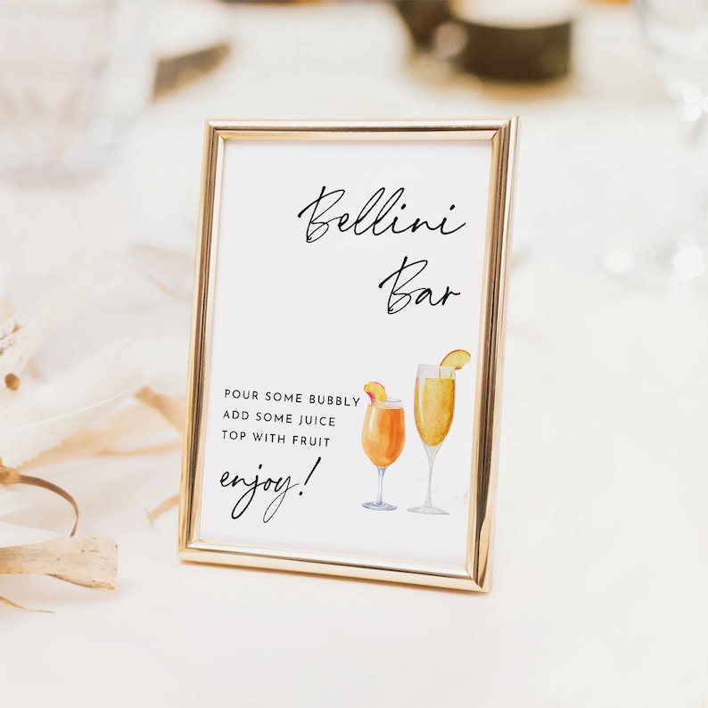 Minimalist Bellini Bar Sign Template: Modern Wedding Decor (printable ...