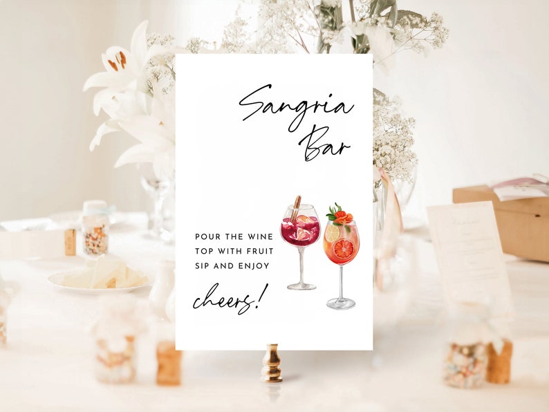 Minimalist Sangria Bar Sign Template, Printable (editable) - Etsy