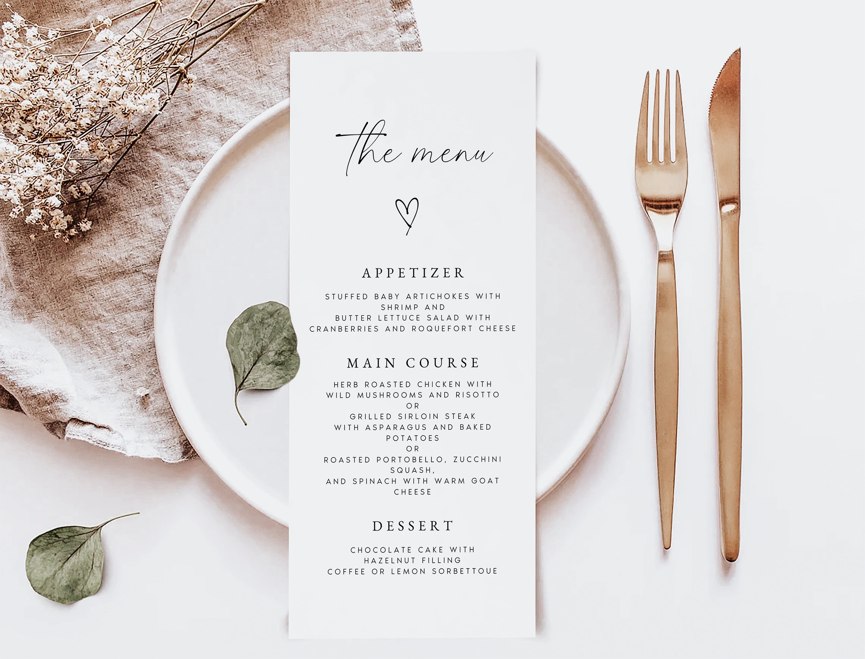 Boho Wedding Menu Template, Modern Wedding Menu, Printable Menu ...