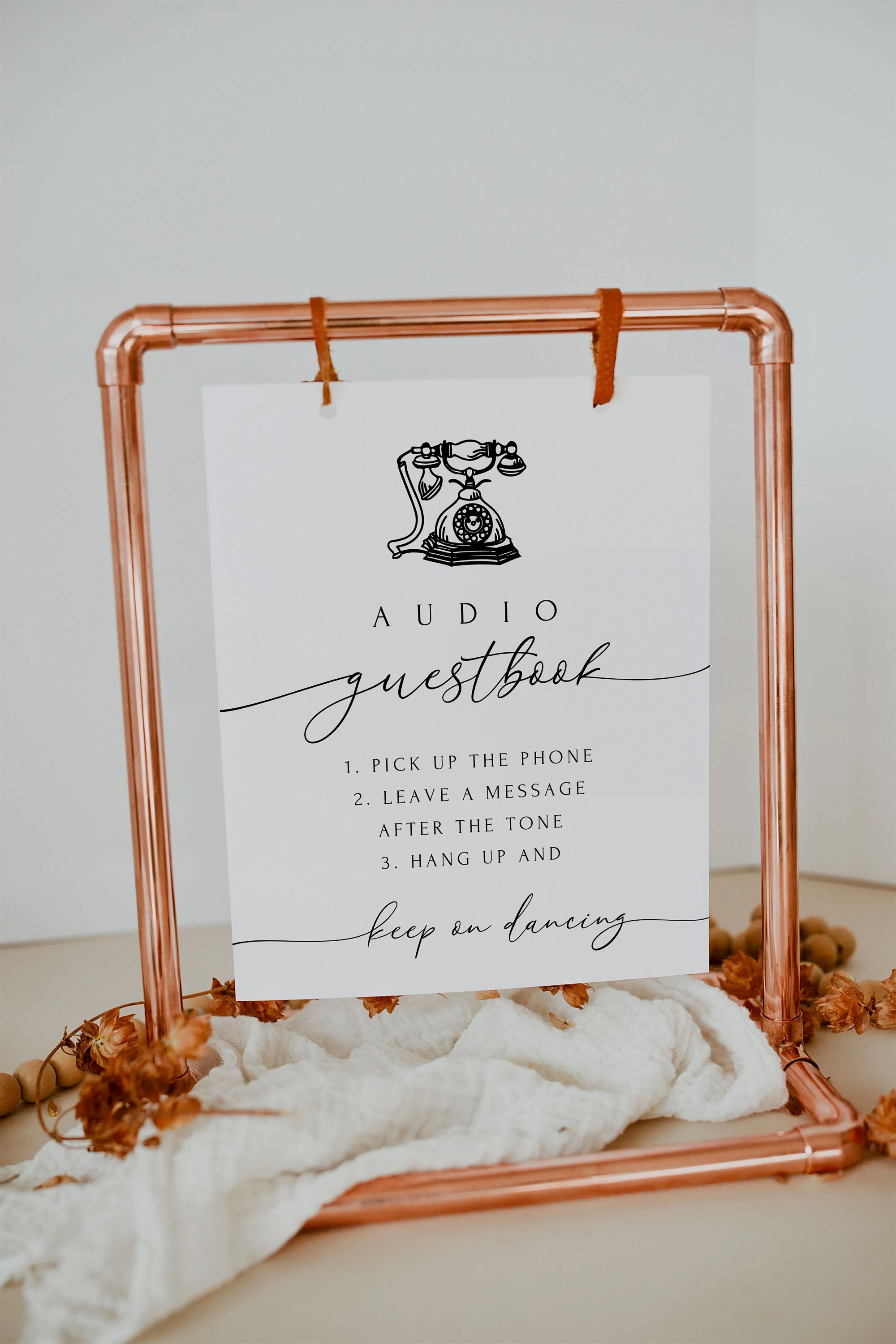 Telephone Guestbook Sign Template, Audio Guestbook Sign, Unique Guest ...