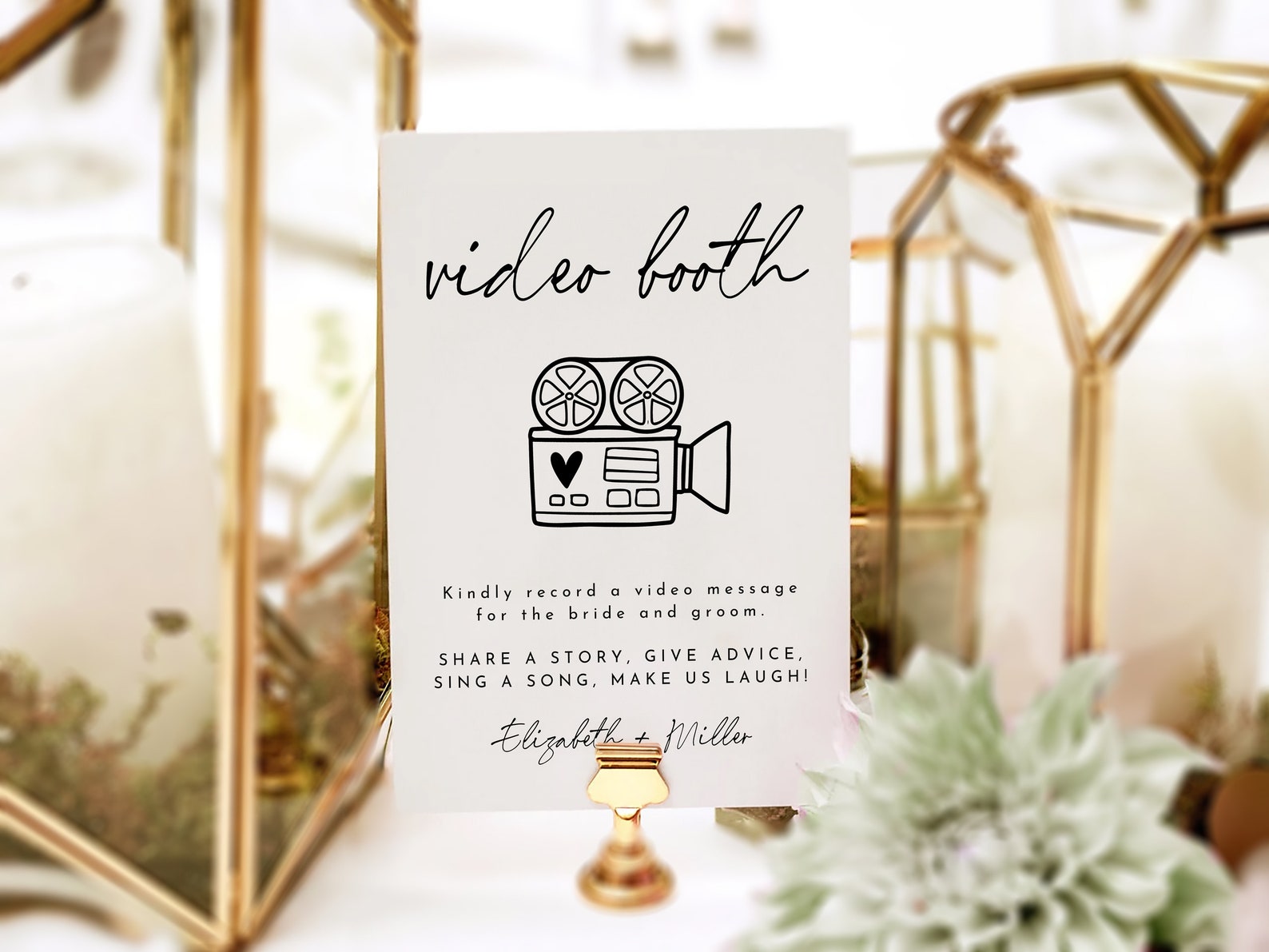 Minimalist Video Booth Sign Template: Modern Wedding Signage (digital ...