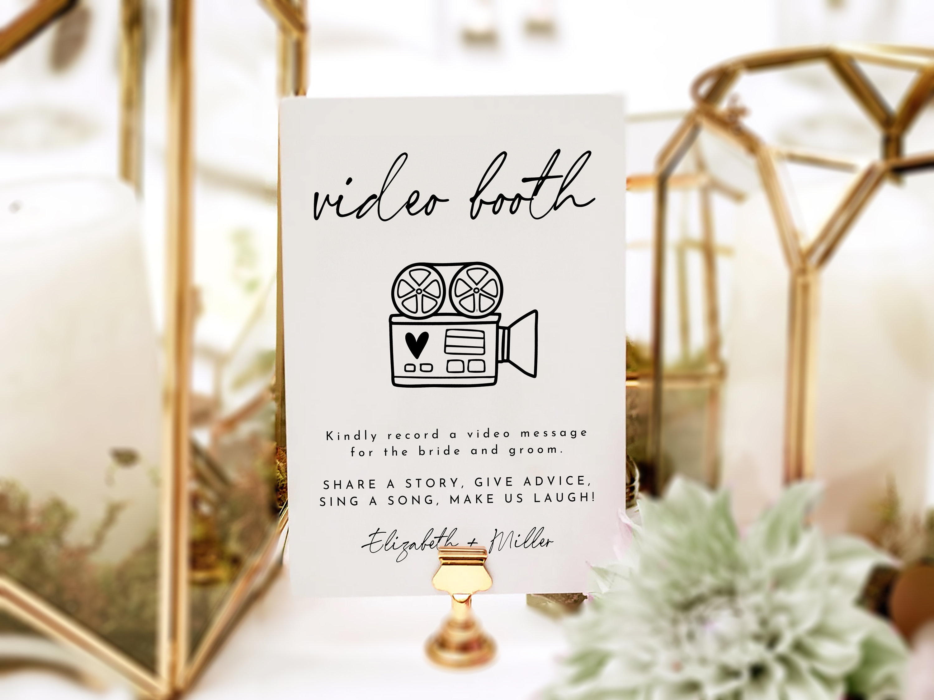 Minimalist Video Booth Sign Template: Modern Wedding Signage (digital ...