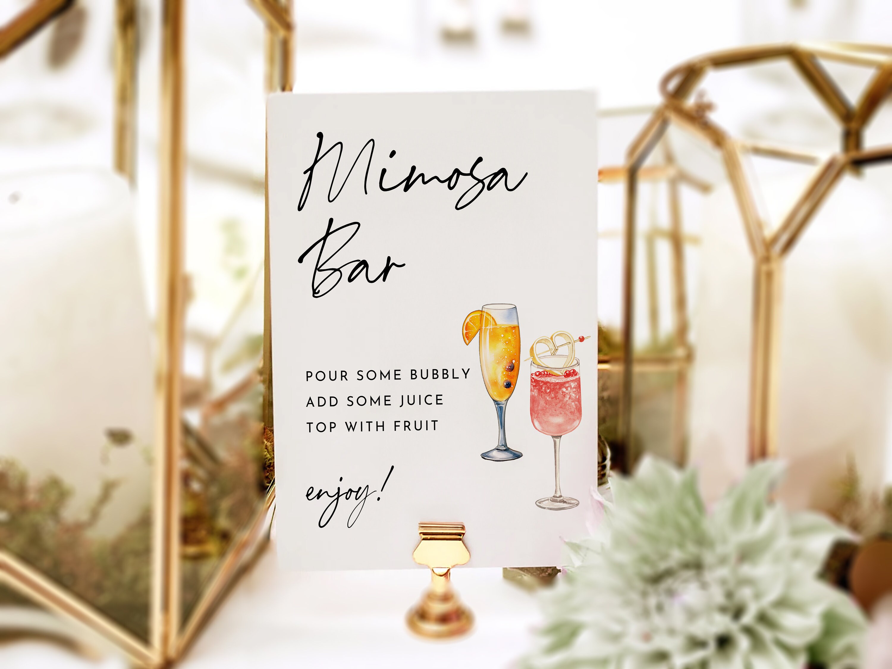 Minimalist Mimosa Bar Sign Template, Bridal Shower Mimosa Bar Sign ...