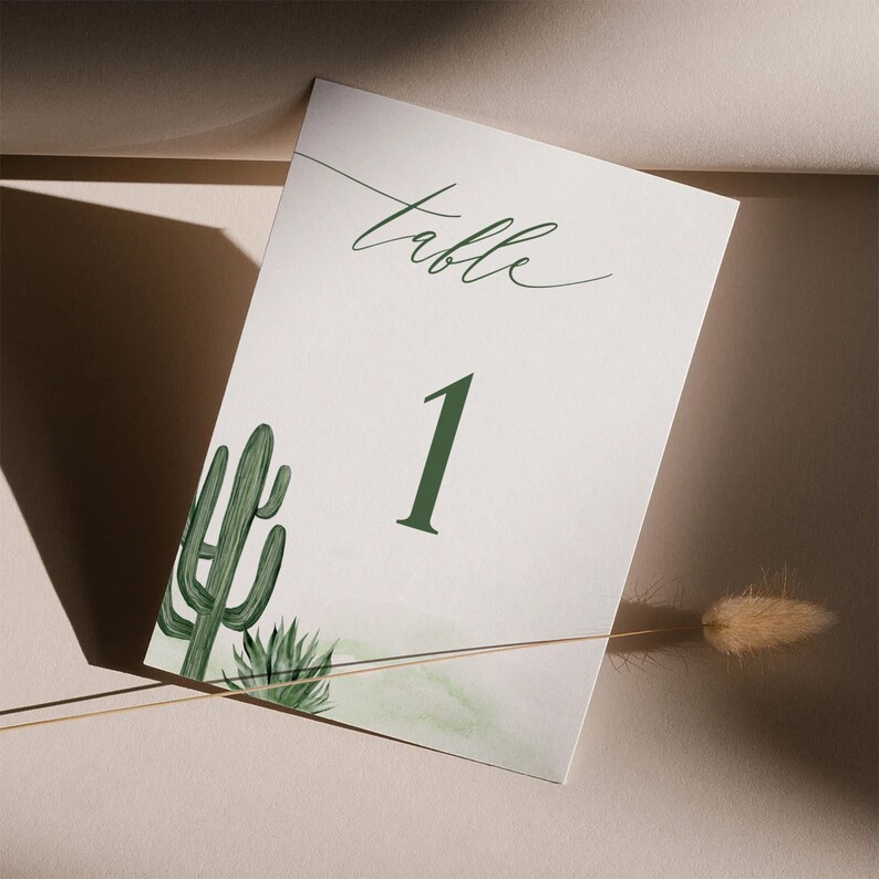 Cactus Table Numbers Template, Desert Wedding Table Numbers, Wedding ...
