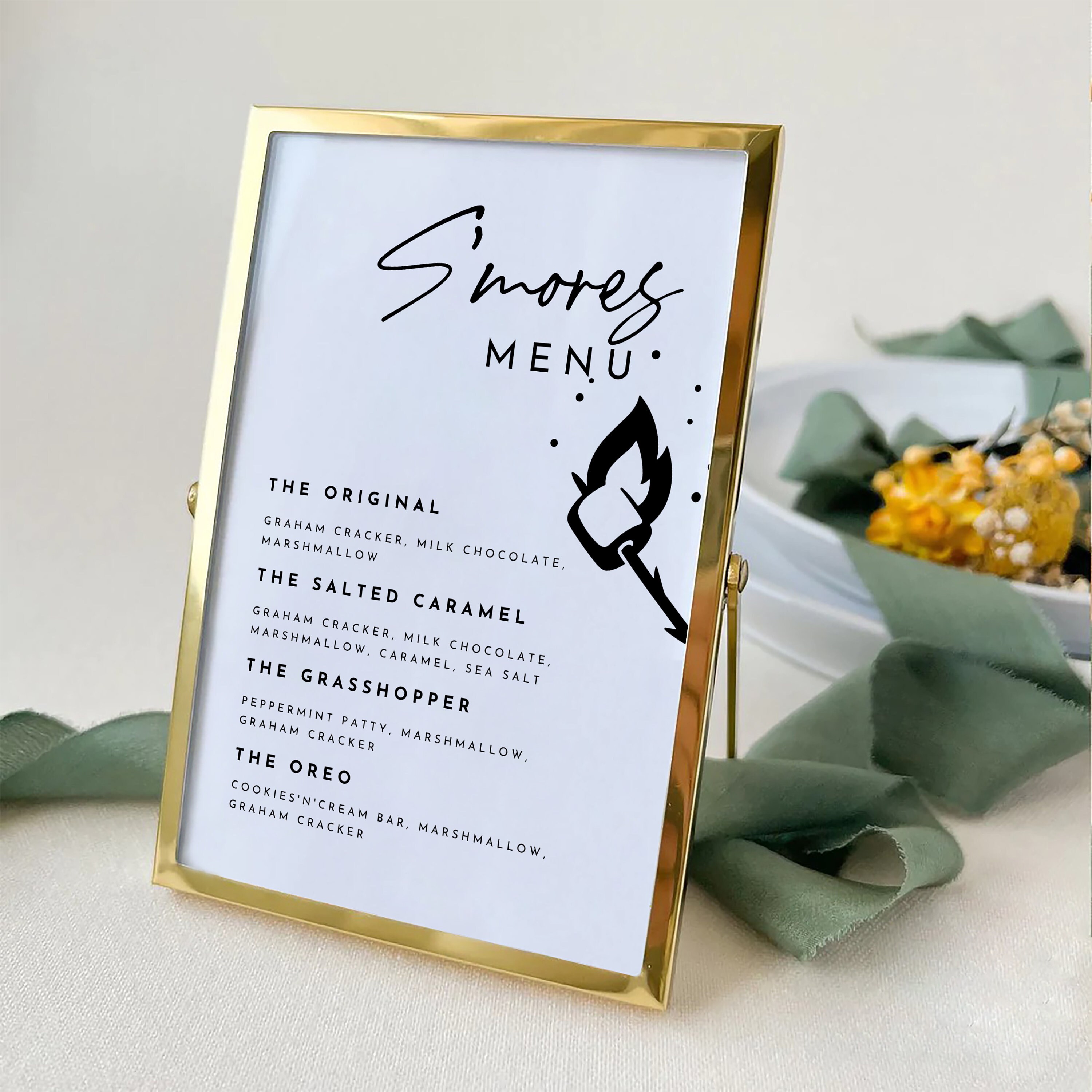 Minimalist S'more Menu Template, Smore's Bar Sign, Modern S'mores ...