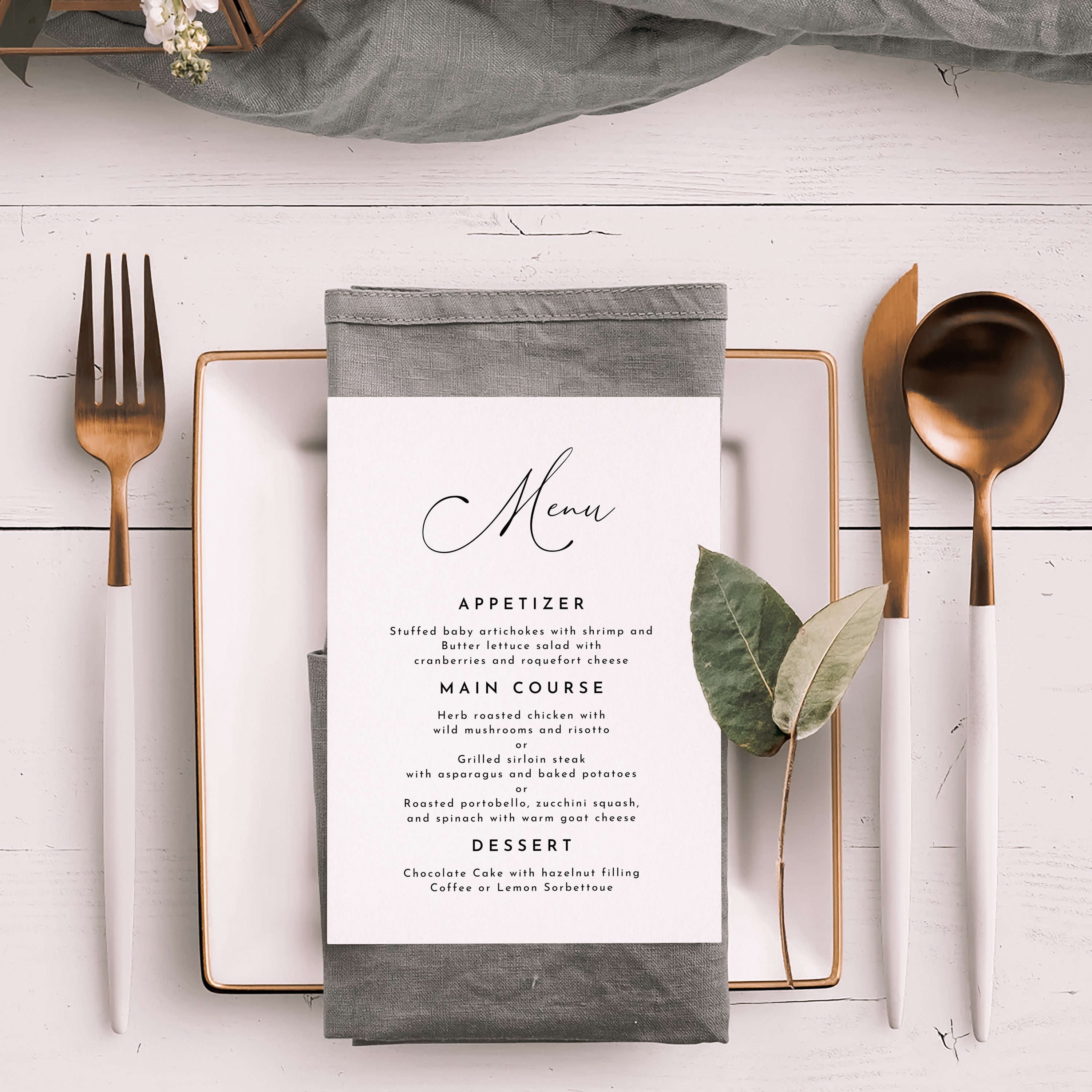 Wedding Menu Template, Modern Wedding Menu, Printable Menu, Calligraphy ...