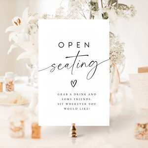 Minimalist Open Seating Sign Template, Printable Open Seating Sign, No ...