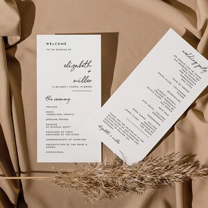 Minimalist Wedding Program Template, Simple Order of Service, Modern ...