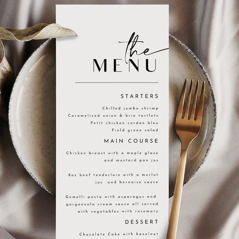 Custom Menu Simple - Etsy