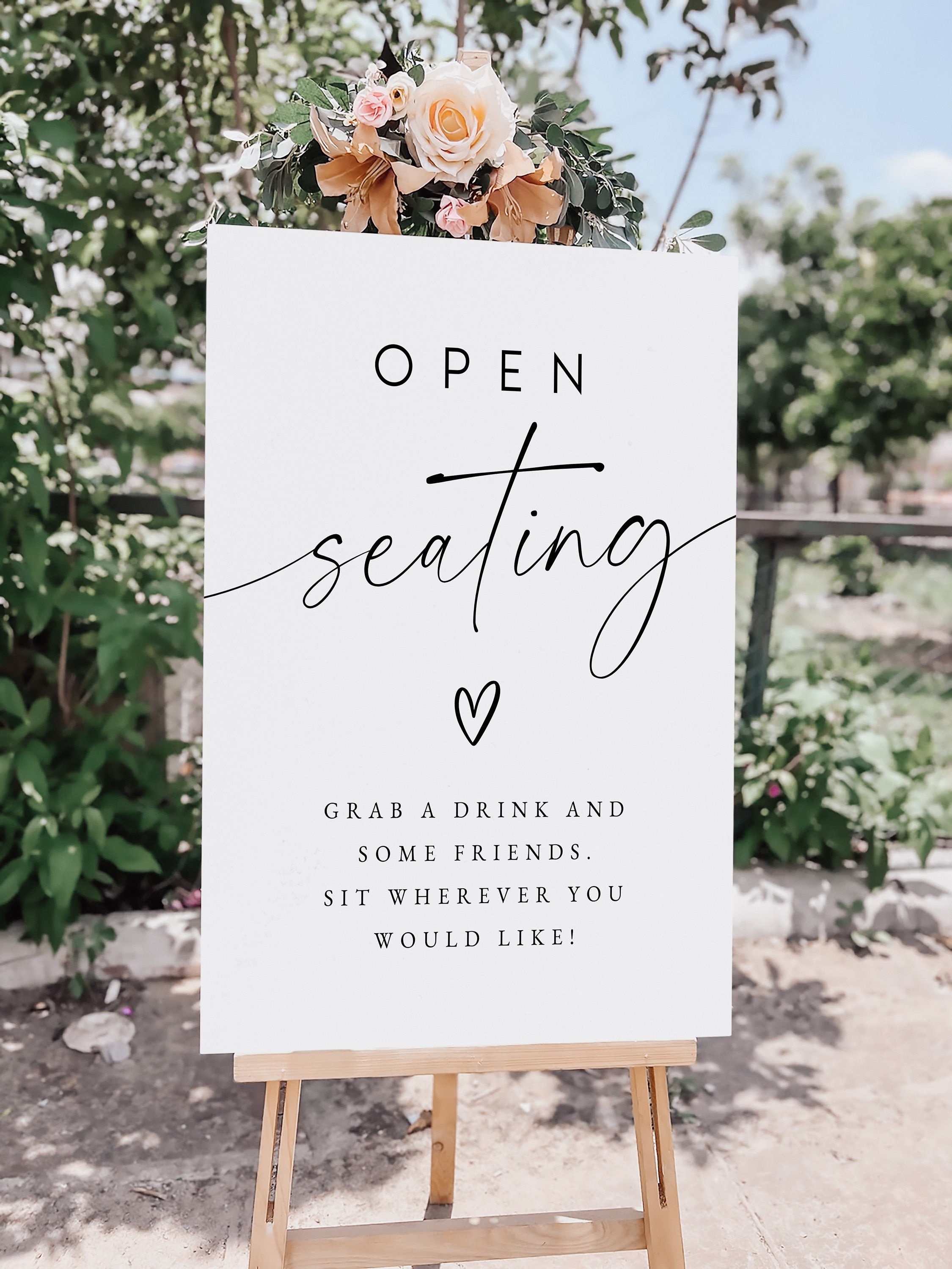 Minimalist Open Seating Sign Template, Printable Open Seating Sign, No ...