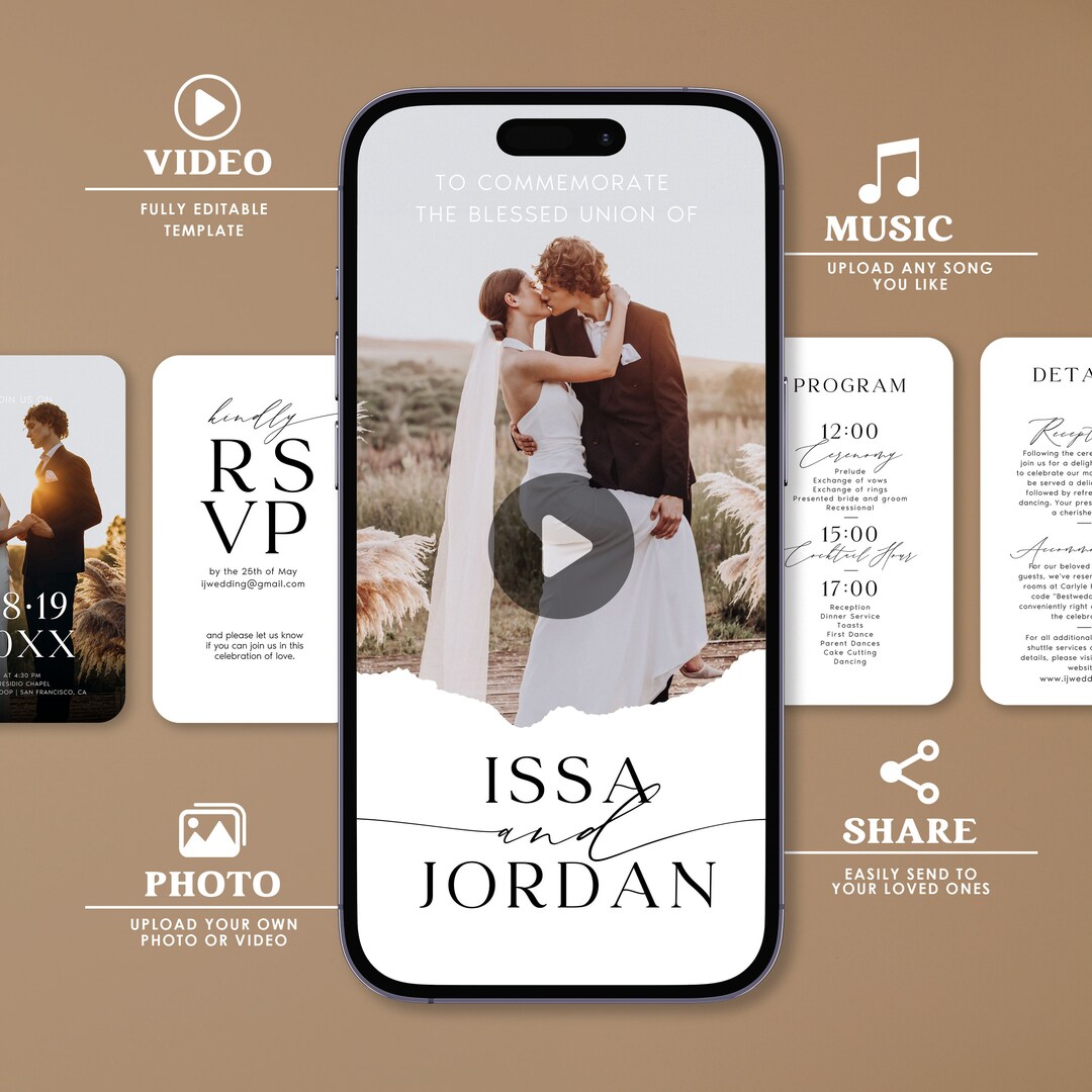 Animated Wedding Invitation Template With RSVP (canva) - Etsy