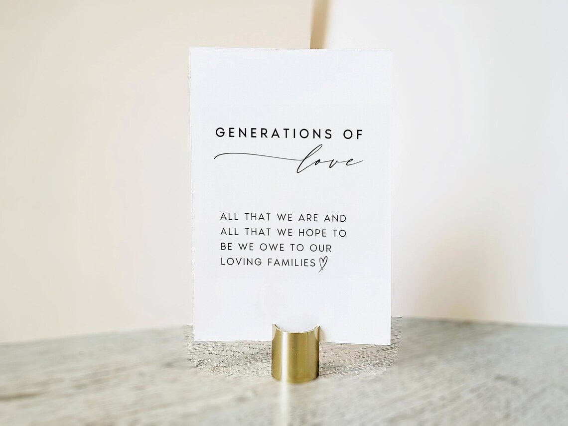 Generations of Love Sign Template, Minimalist Wedding Decor (digital ...