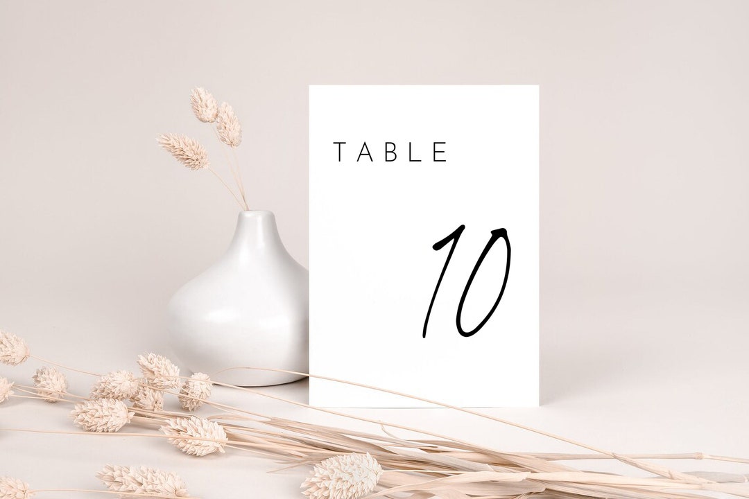 Minimalist Wedding Table Number Template, Simple Table Numbers, Modern ...