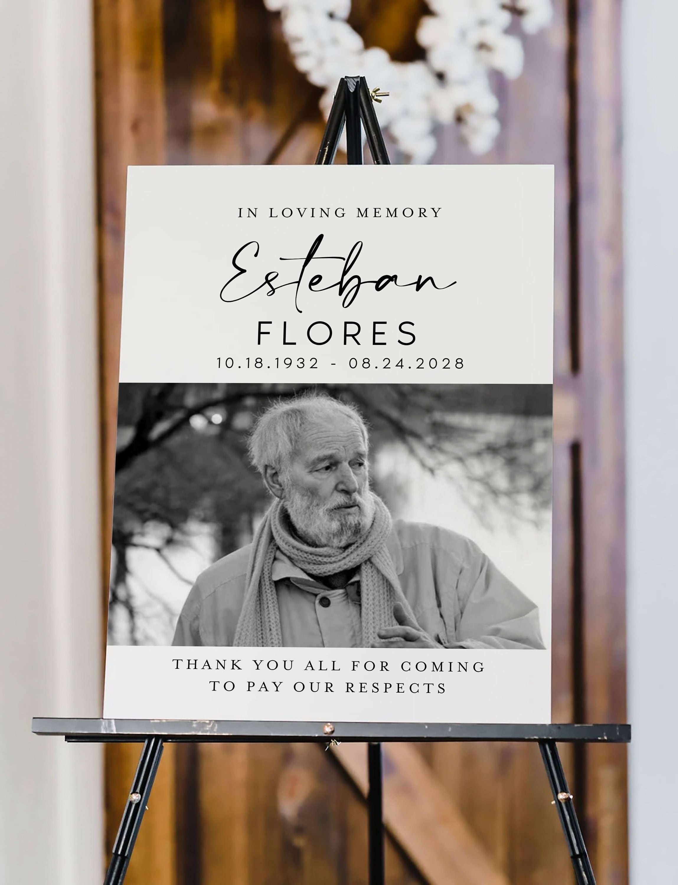 Editable Funeral Welcome Sign, Minimalist Celebration of Life Poster ...