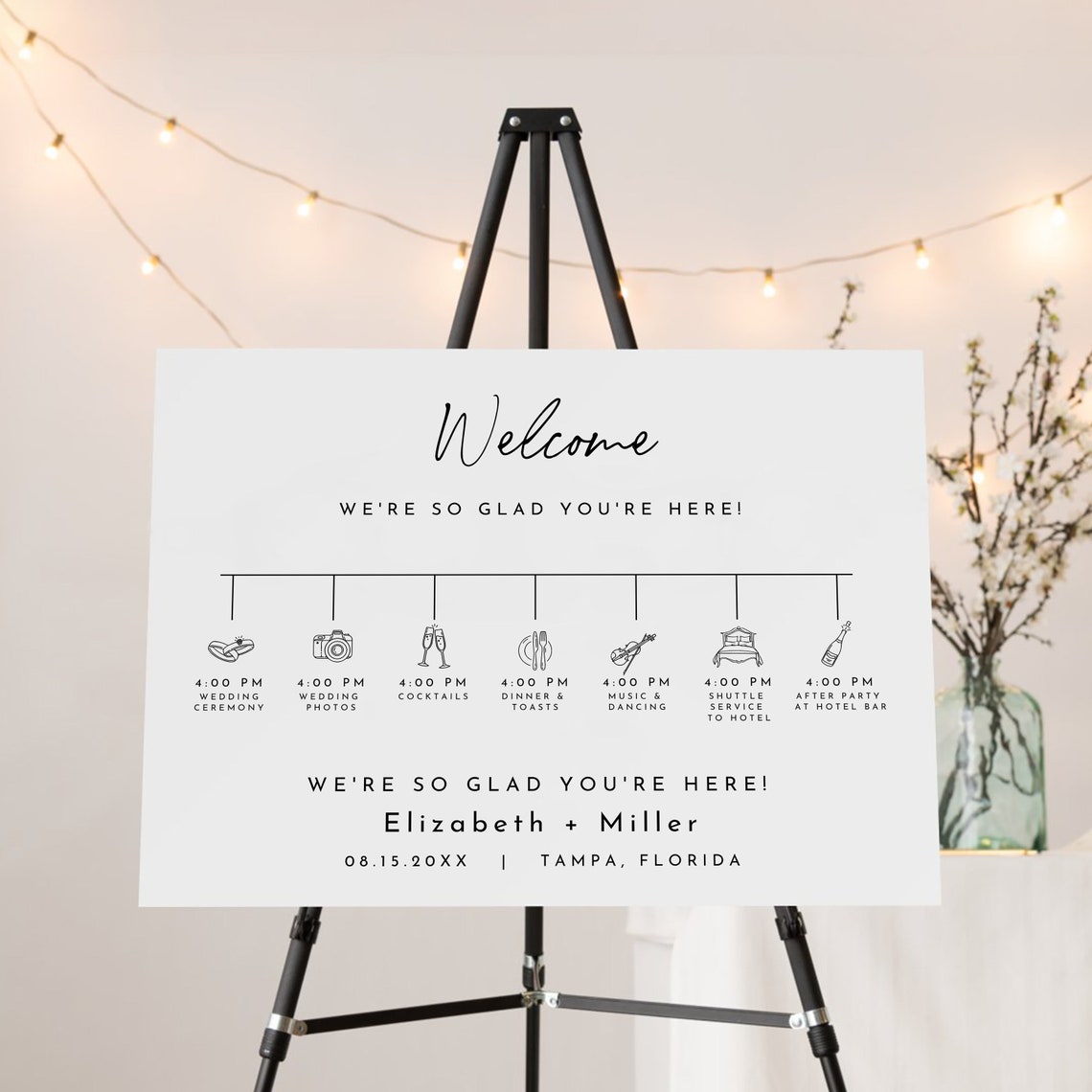 Minimalist Wedding Welcome Timeline Sign Template (digital Download) - Etsy