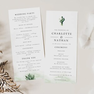 Cactus Wedding Program Template, Desert Wedding Program, Bohemian ...