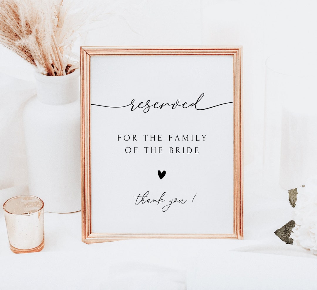 Wedding Reserved Table Sign Template, Editable Wedding Reserved Sign ...