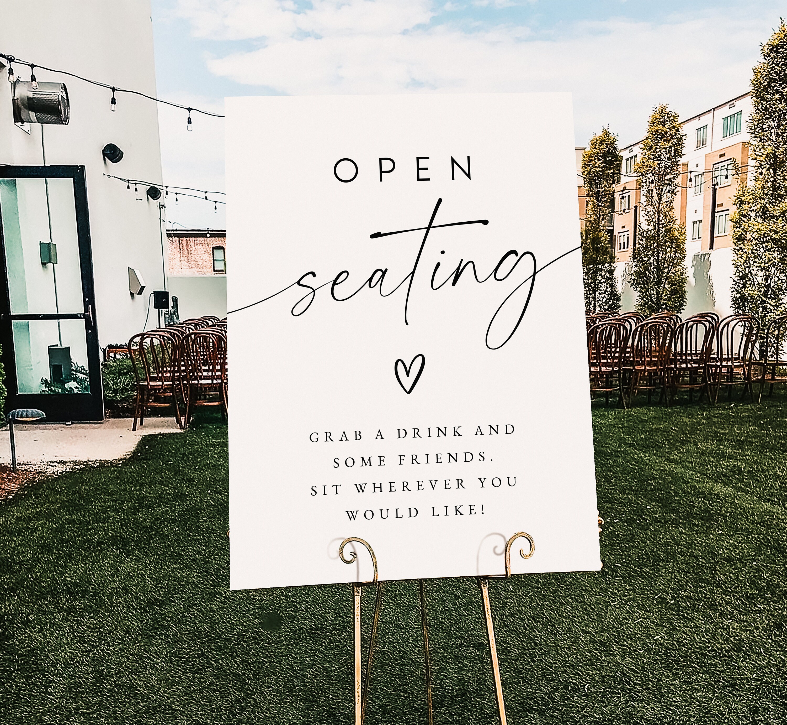 Minimalist Open Seating Sign Template, Printable Open Seating Sign, No ...