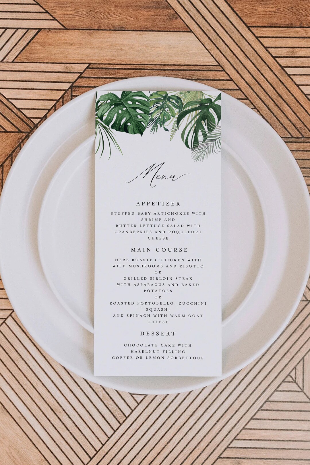 Tropical Palm Wedding Menu Template, Beach Wedding Menu Sign, Tropical ...