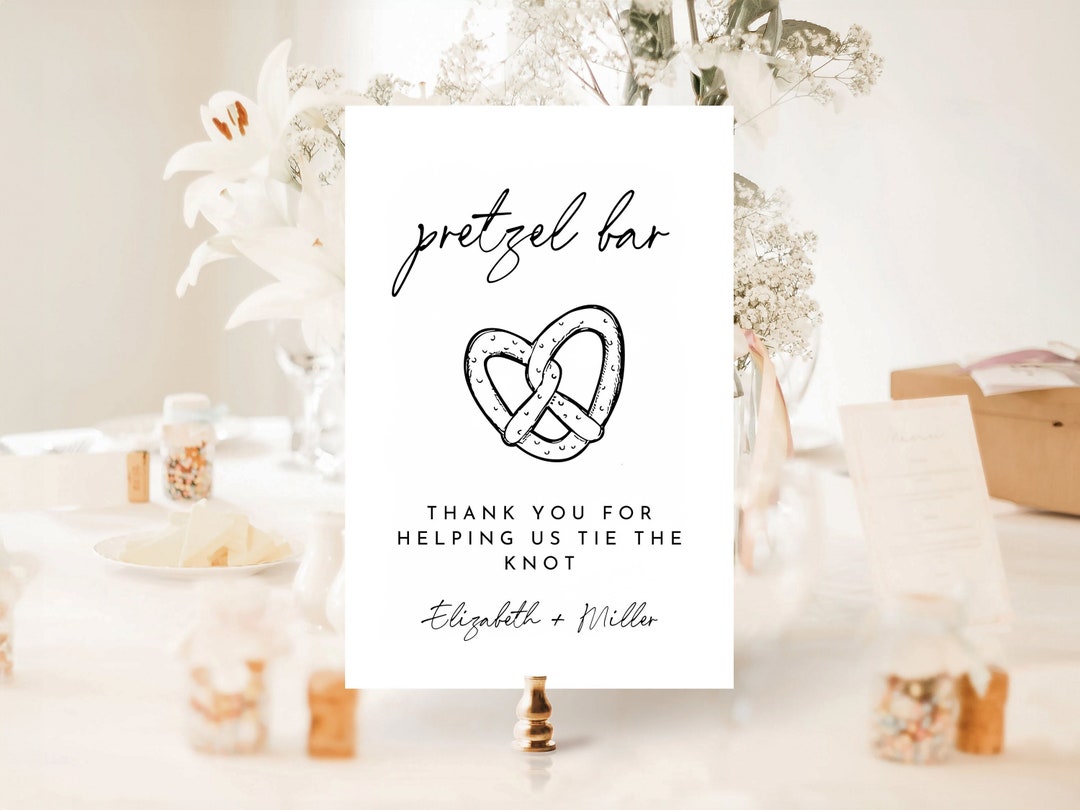 Minimalist Pretzel Bar Sign Template, Modern Wedding Sign, Bridal ...